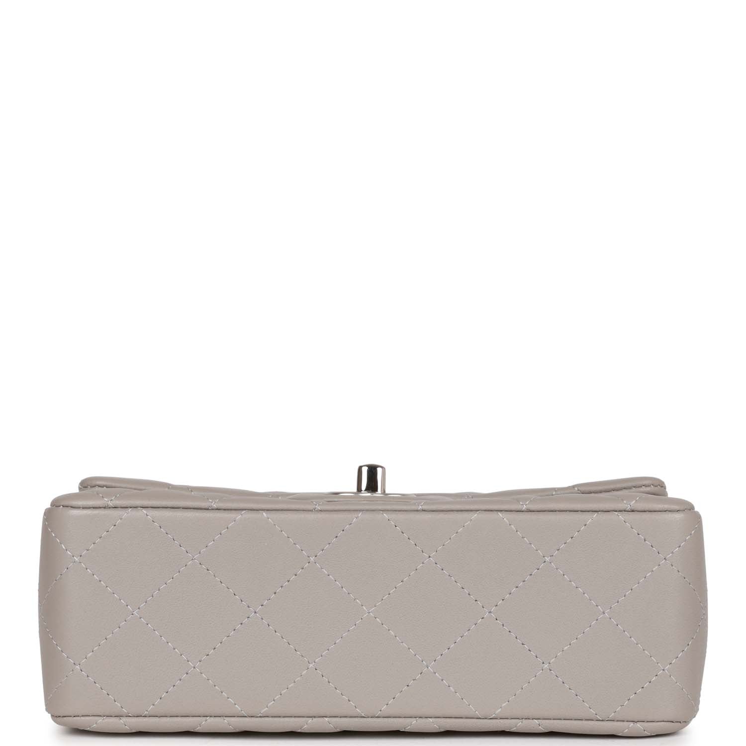 Chanel Mini Rectangular Flap Grey Lambskin Silver Hardware