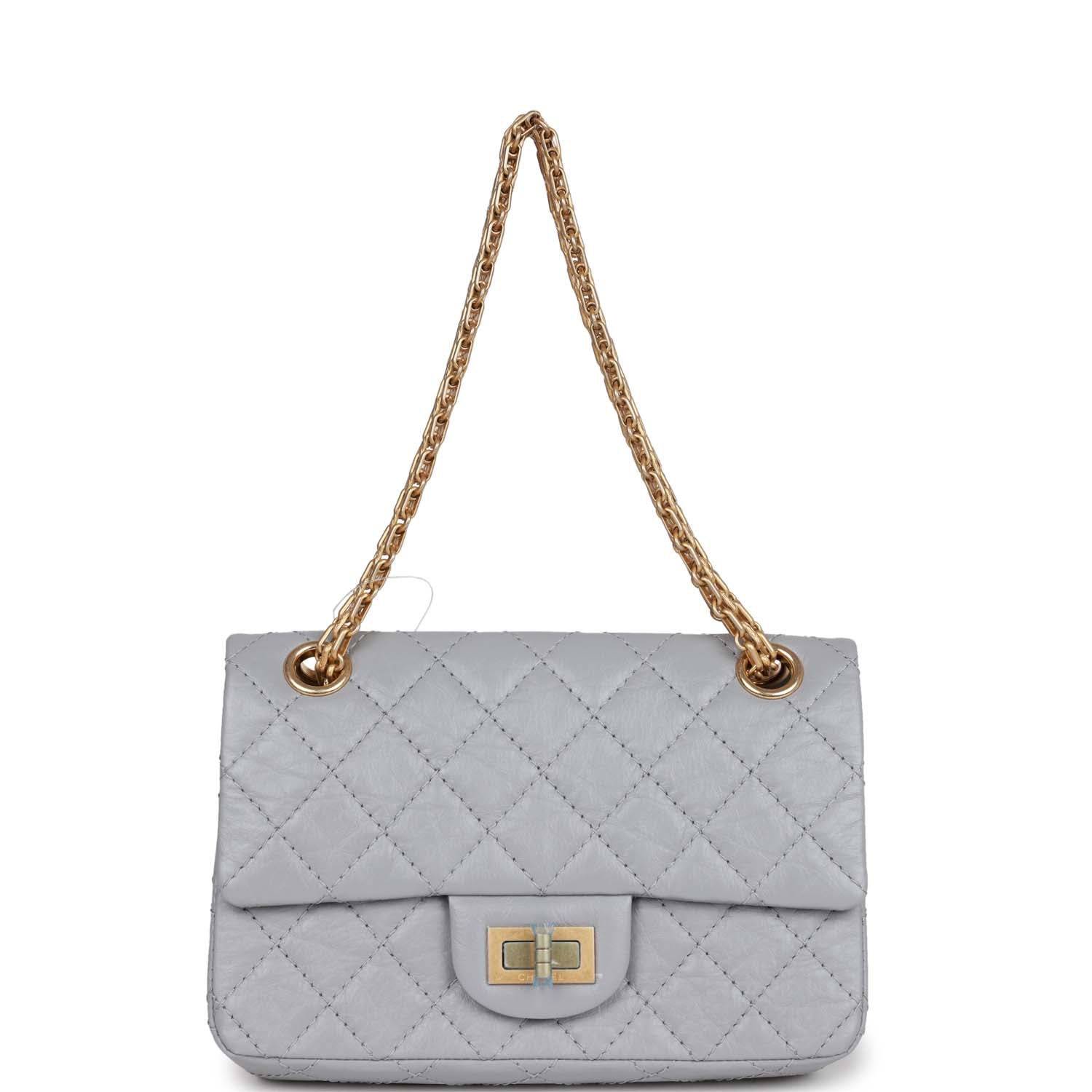 Chanel Mini Reissue 224 2.55 Flap Grey Aged Calfskin Antique Gold Hard