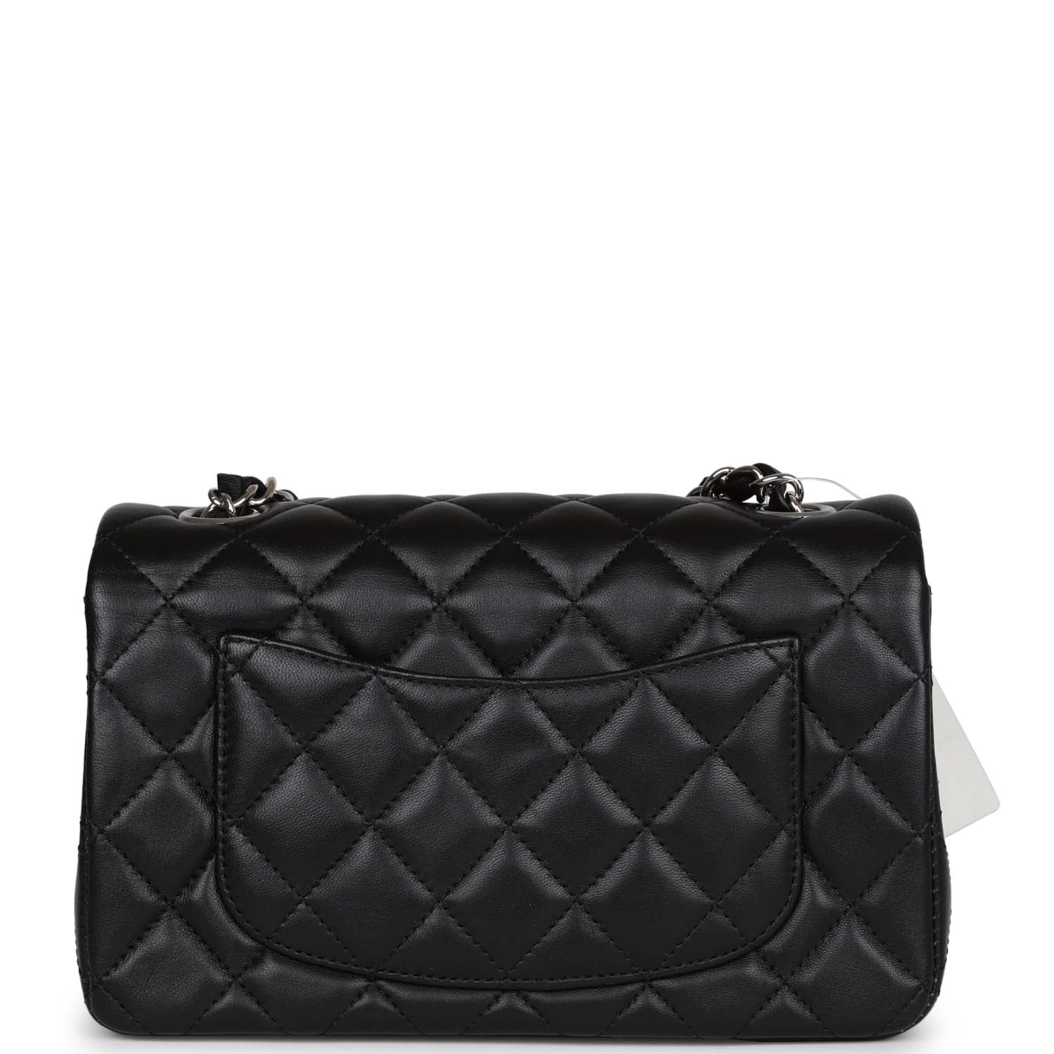 Chanel Mini Rectangular Flap Bag Black Lambskin Silver Hardware