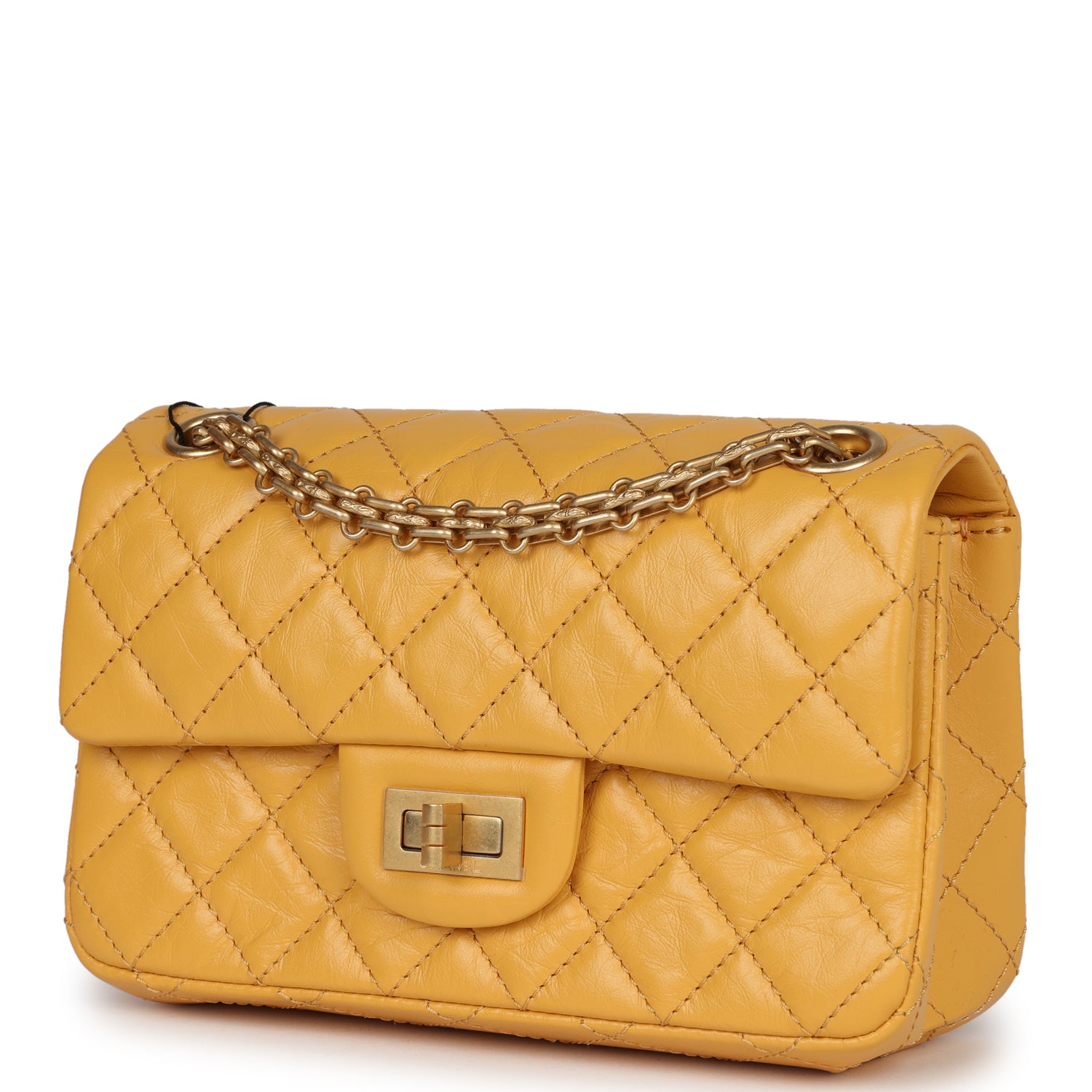 Chanel Mini Reissue 224 2.55 Flap Yellow Aged Calfskin Antique Gold Ha
