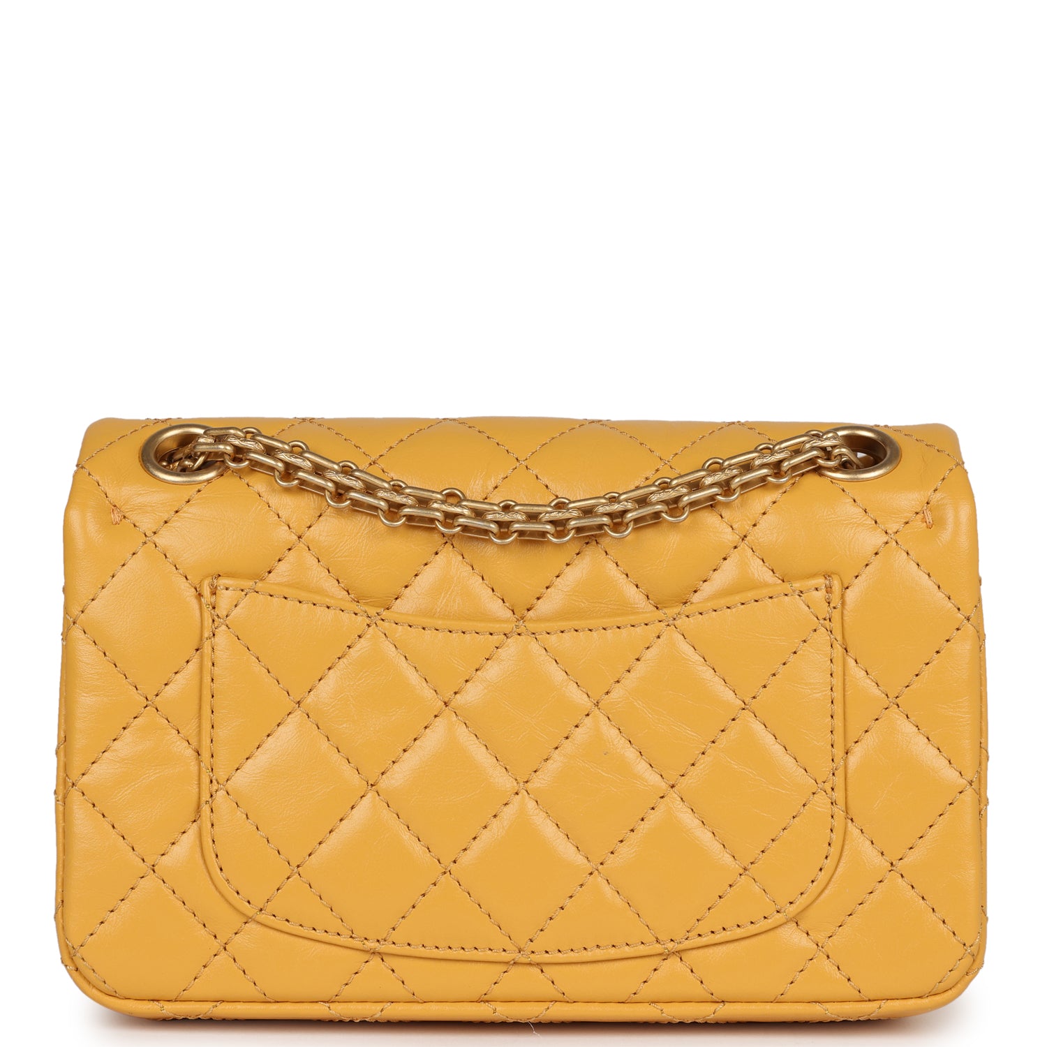 Chanel Mini Reissue 224 2.55 Flap Yellow Aged Calfskin Antique Gold Ha
