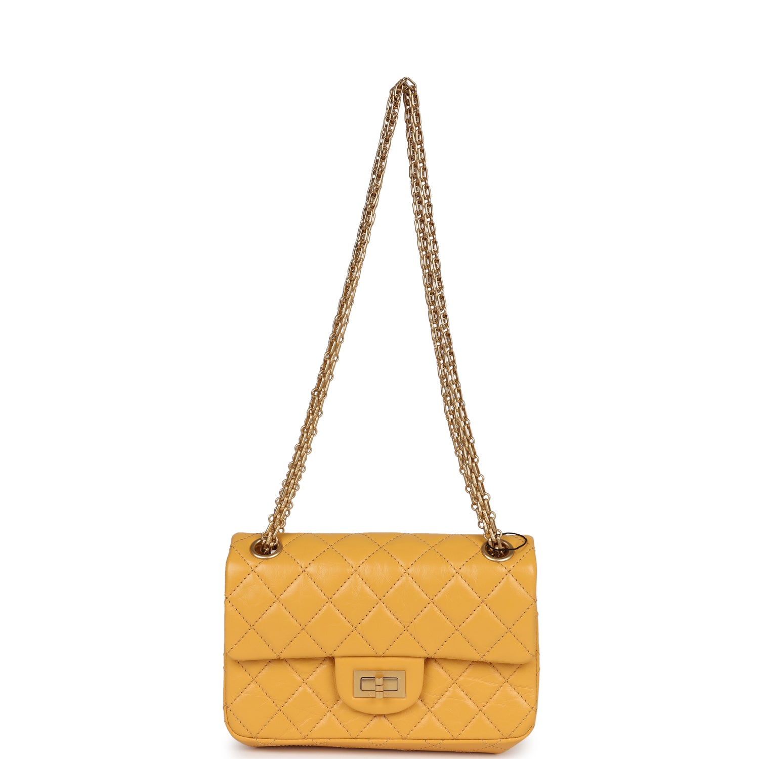 Chanel Mini Reissue 224 2.55 Flap Yellow Aged Calfskin Antique Gold Ha