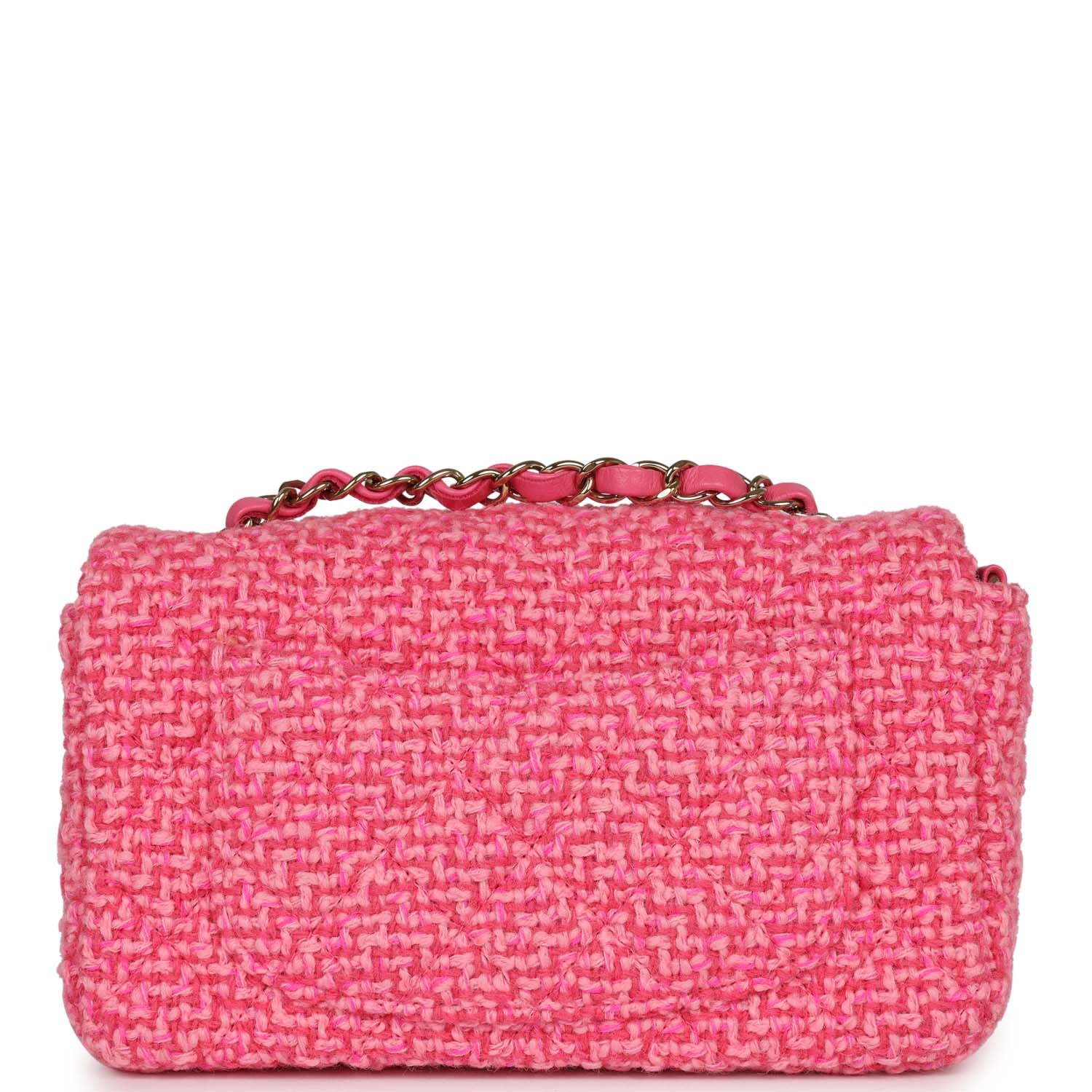 Chanel Mini Classic Rectangular Flap Bag Pink Tweed Gold Hardware