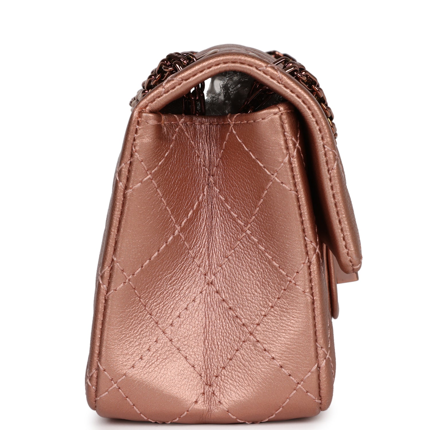 Pre-owned Chanel Mini Reissue 224 2.55 Flap Rose Gold Calfskin Rose Go