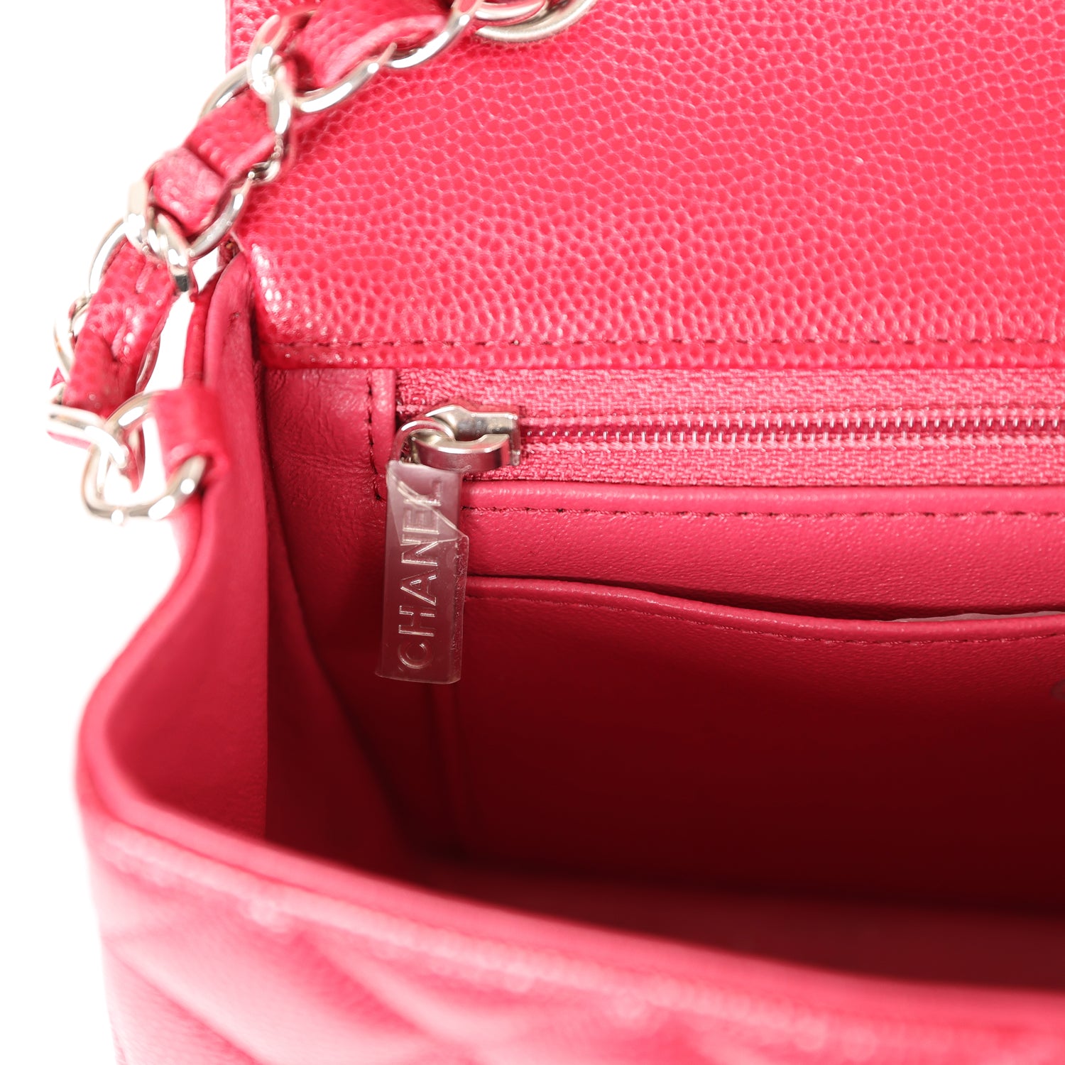 Chanel Red Quilted Caviar Rectangular Mini Classic Flap Bag