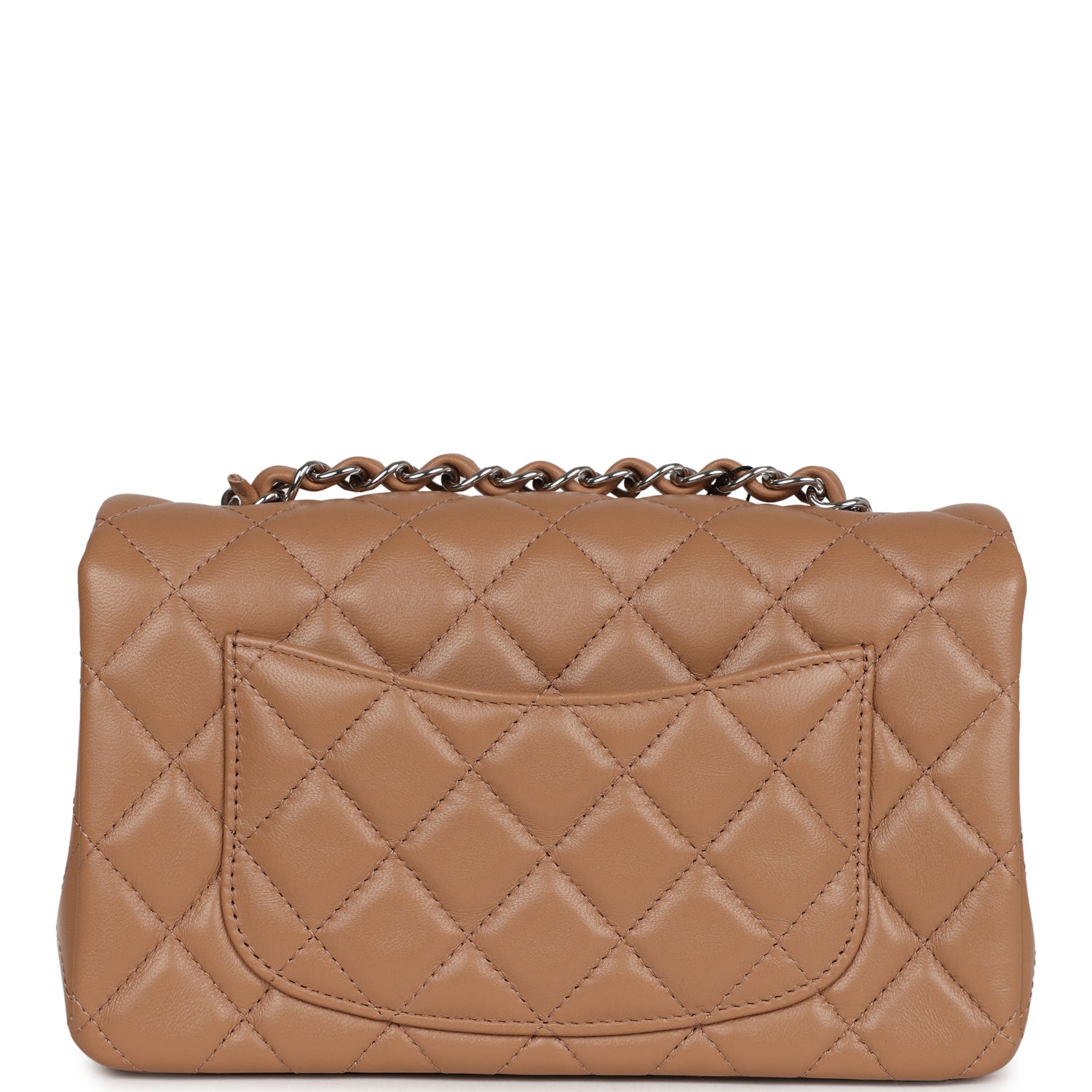 Chanel Mini Rectangular Flap Dark Beige Lambskin Silver Hardware