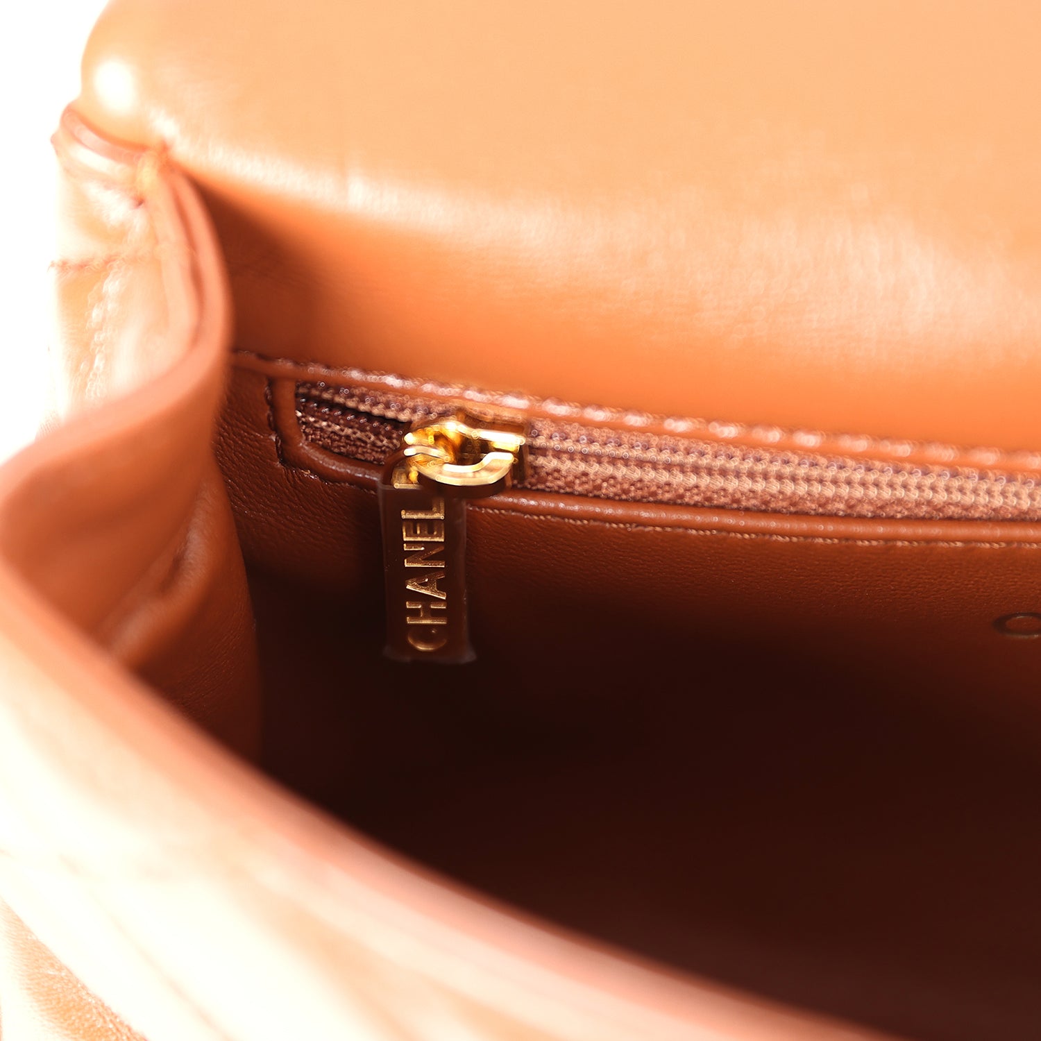 Chanel Mini Rectangular Top Handle Flap Bag Brown Shiny Calfskin Gold