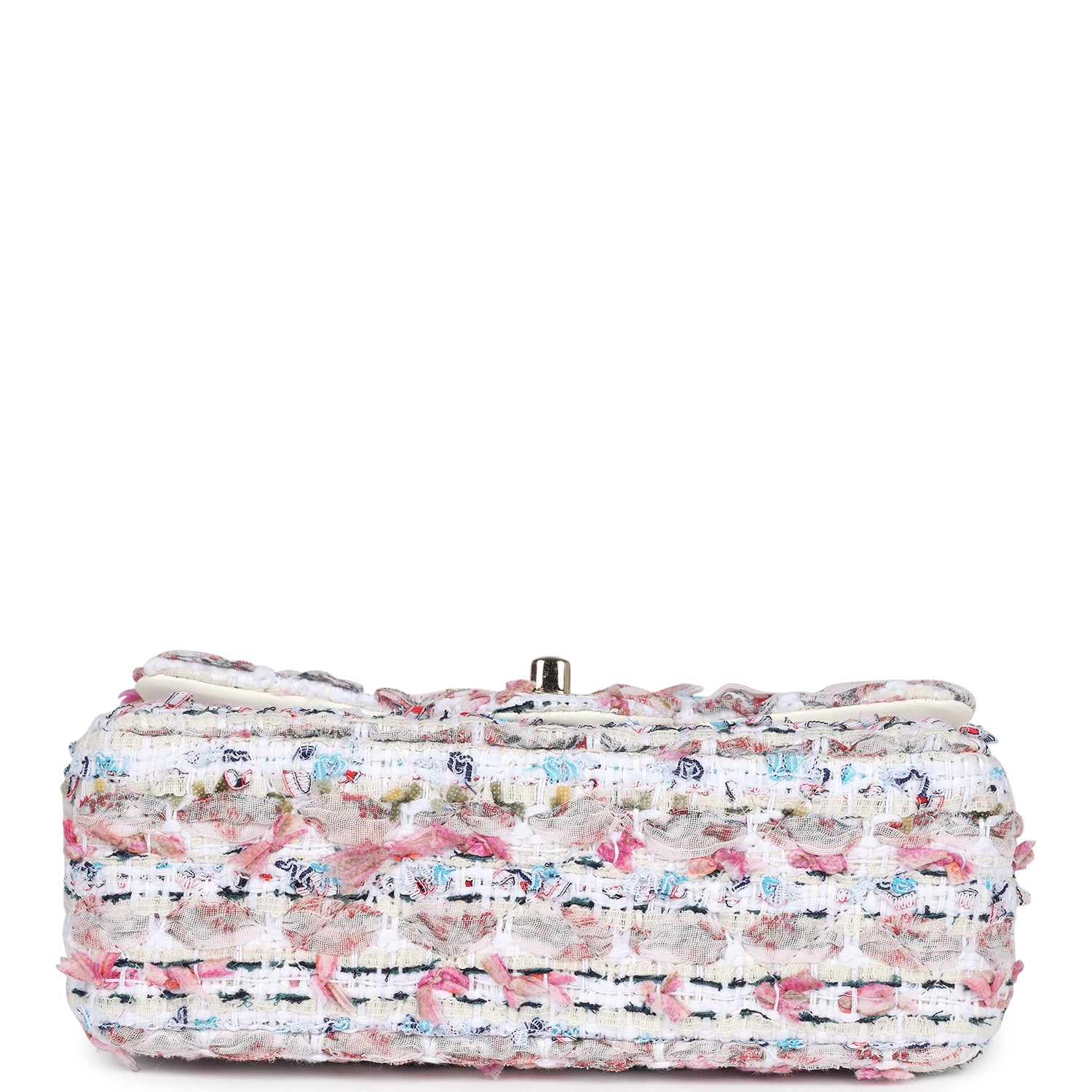 Chanel Mini Rectangular Flap Bag White Multicolored Tweed Light Gold H