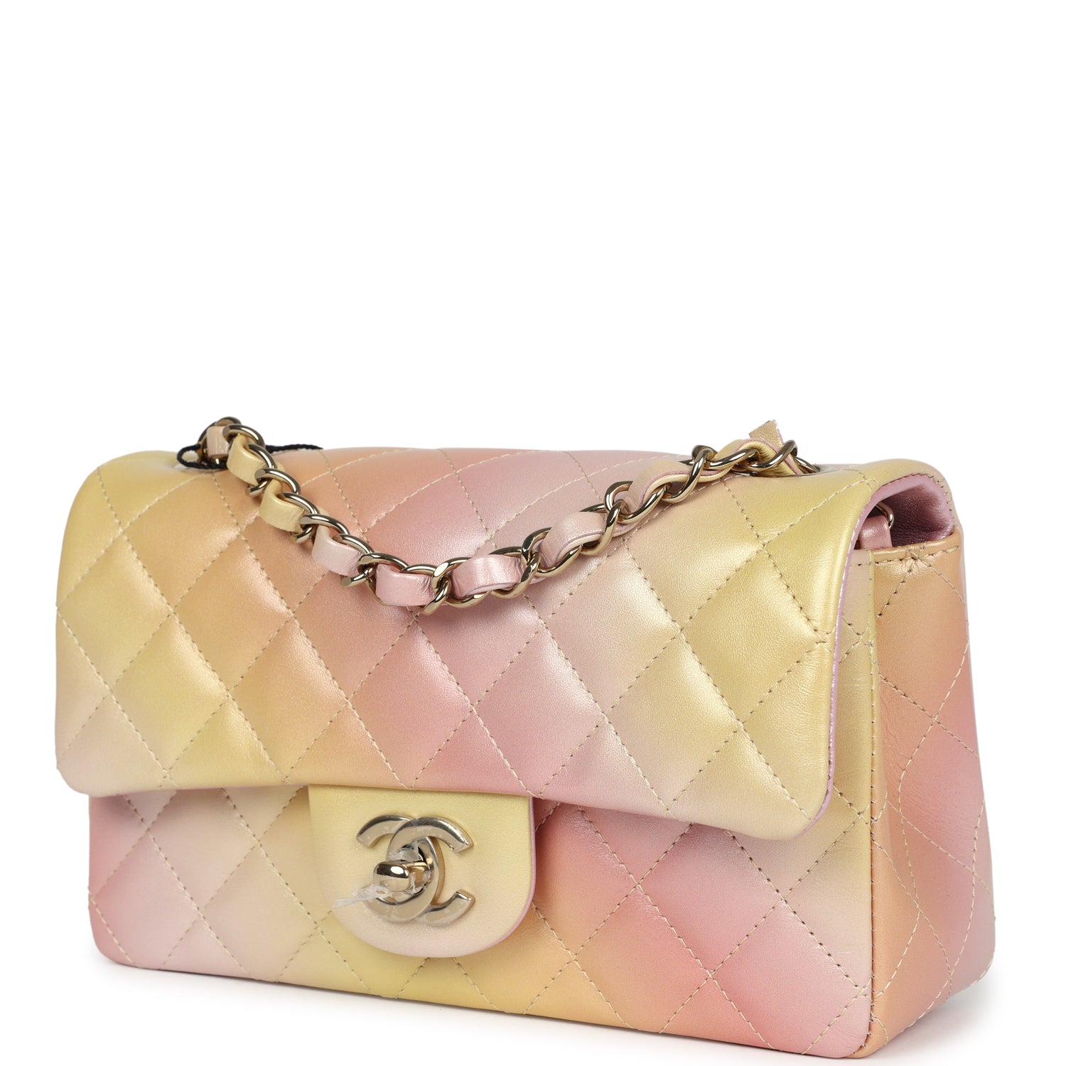 Chanel Mini Rectangular Flap Bag Iridescent Ombre Lambskin Light Gold