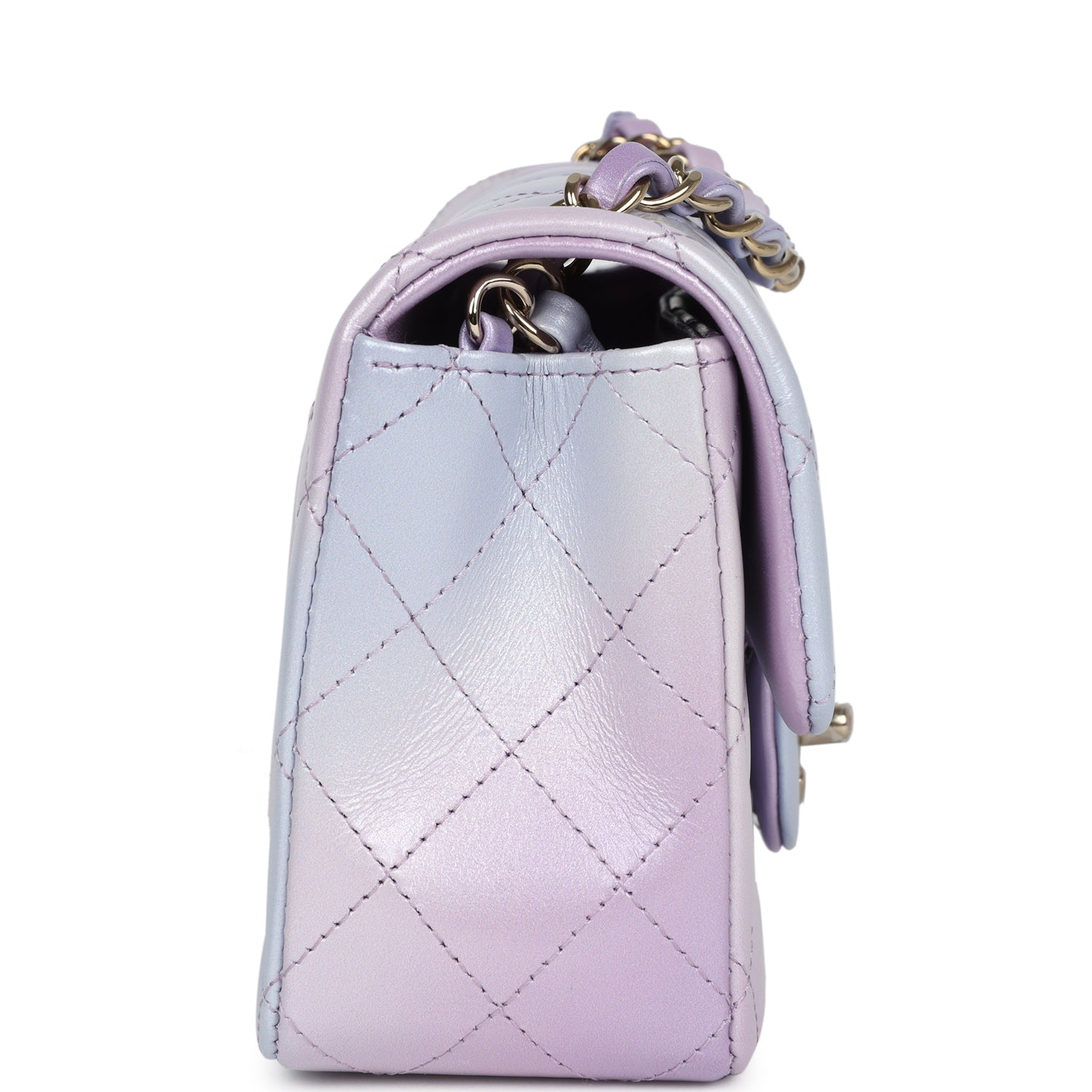 Chanel Mini Rectangular Flap Bag Purple Ombre Lambskin Light Gold Hard
