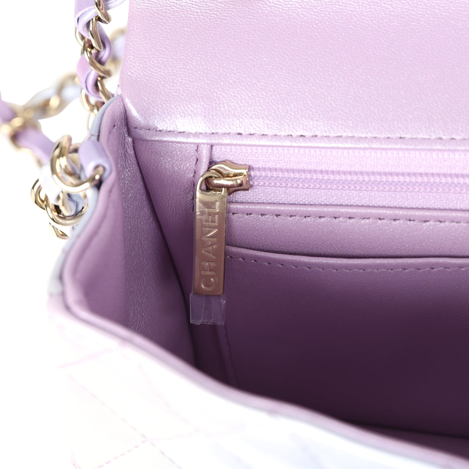 Chanel Mini Rectangular Flap Bag Purple Ombre Lambskin Light Gold Hard