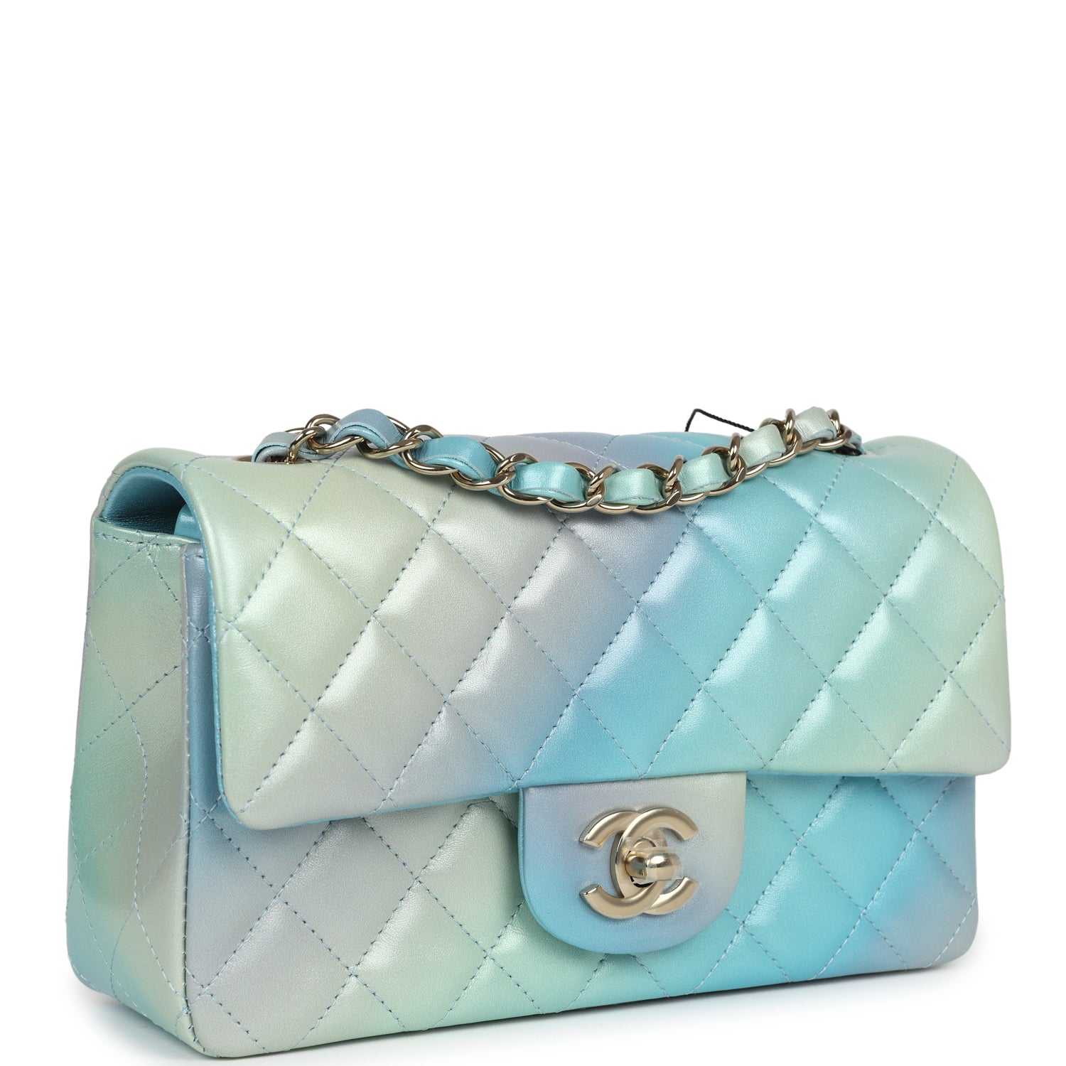 Chanel Mini Rectangular Flap Bag Iridescent Ombre Lambskin Light Gold