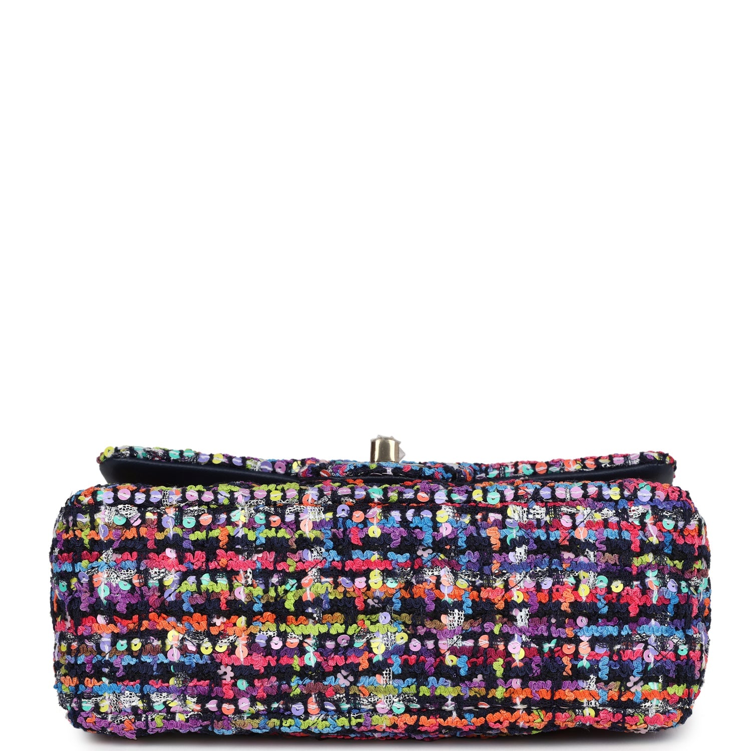 Chanel Mini Rectangular Flap Bag Multicolored Tweed and Sequins Gold H