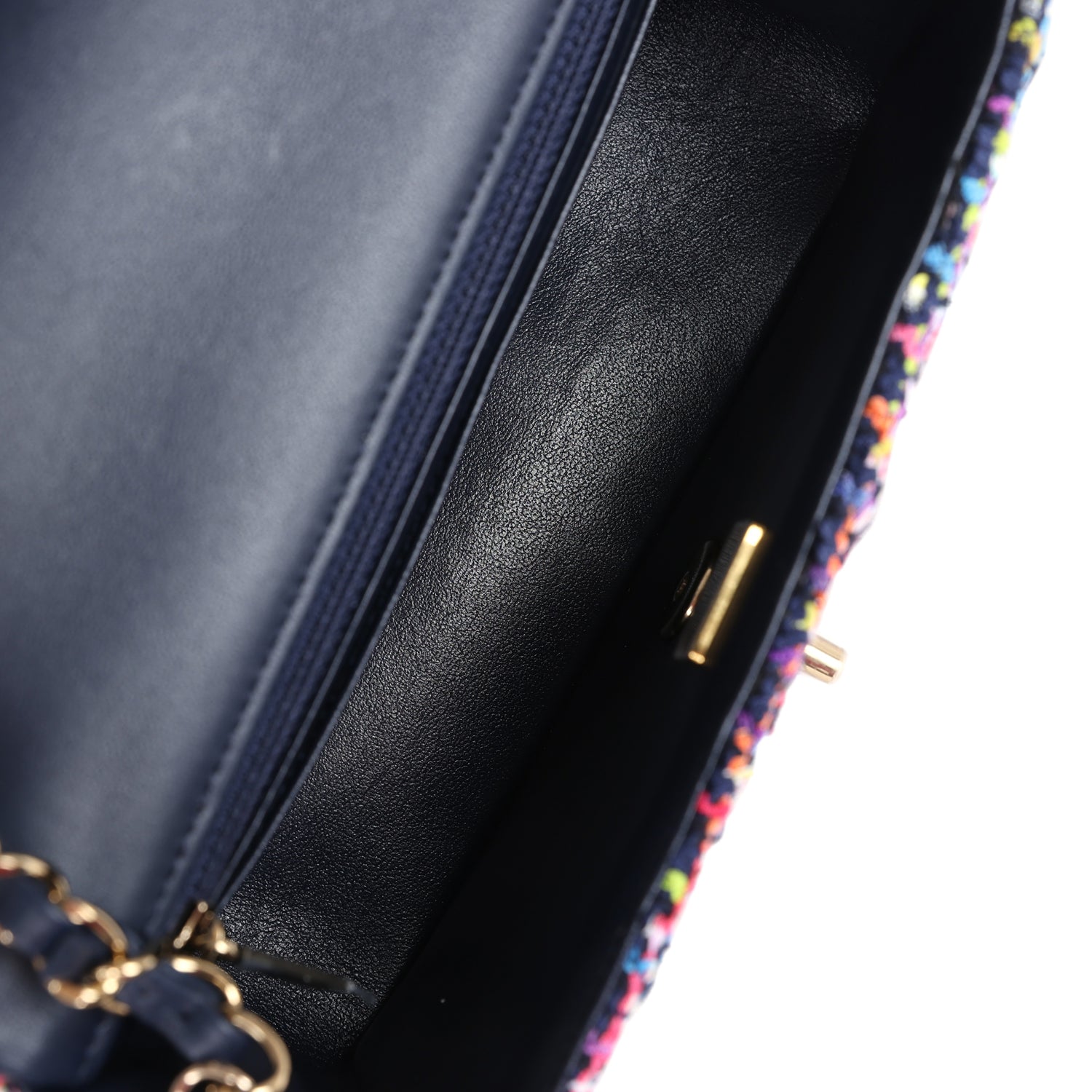 Chanel Mini Rectangular Flap Bag Multicolored Tweed and Sequins Gold H