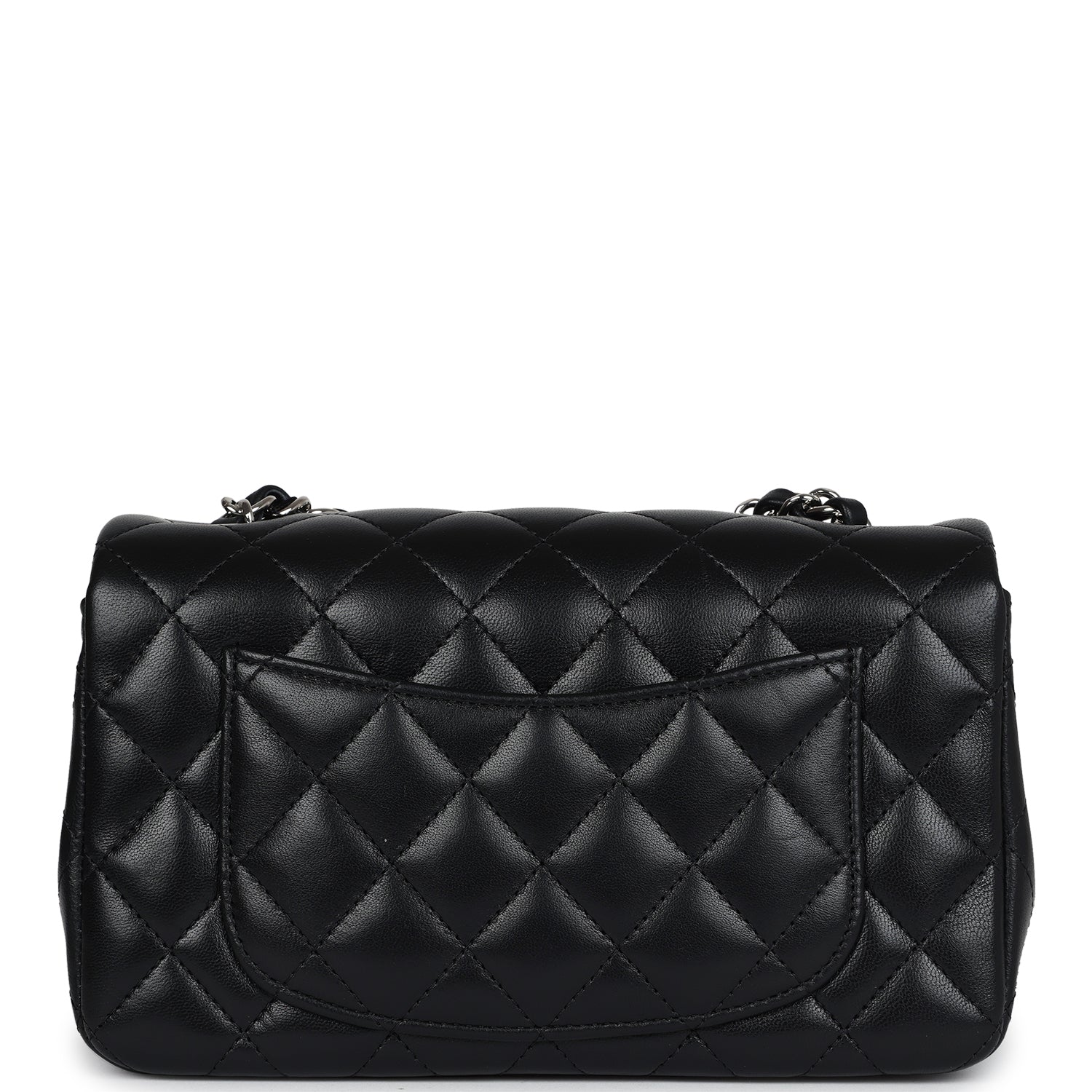 Chanel Mini Classic Rectangular Flap Bag Black Lambskin Silver Hardwar
