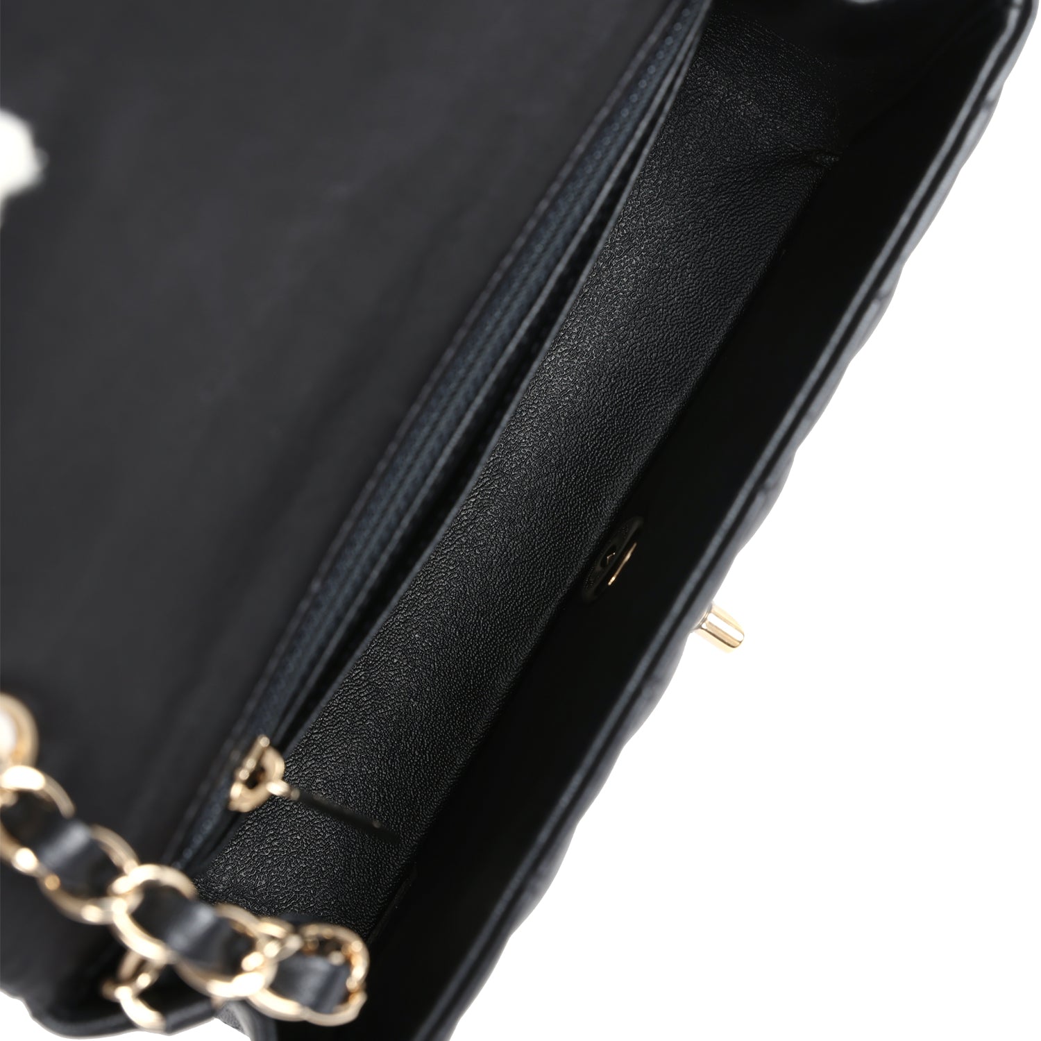 Pre-owned Chanel Mini Classic Rectangular Flap Bag Black Lambskin Ligh