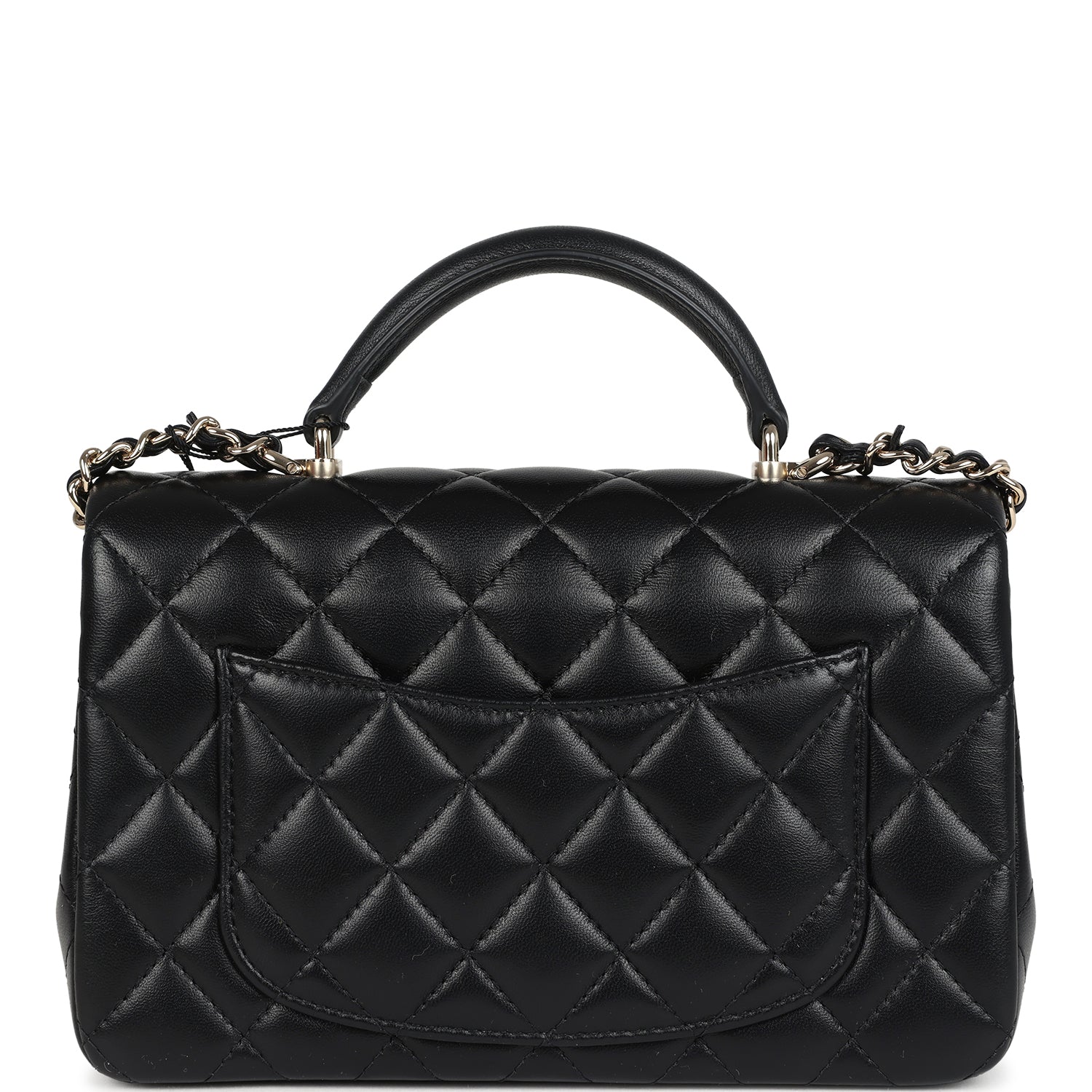 Chanel Mini Rectangular Top Handle Flap Bag Black Lambskin Light Gold