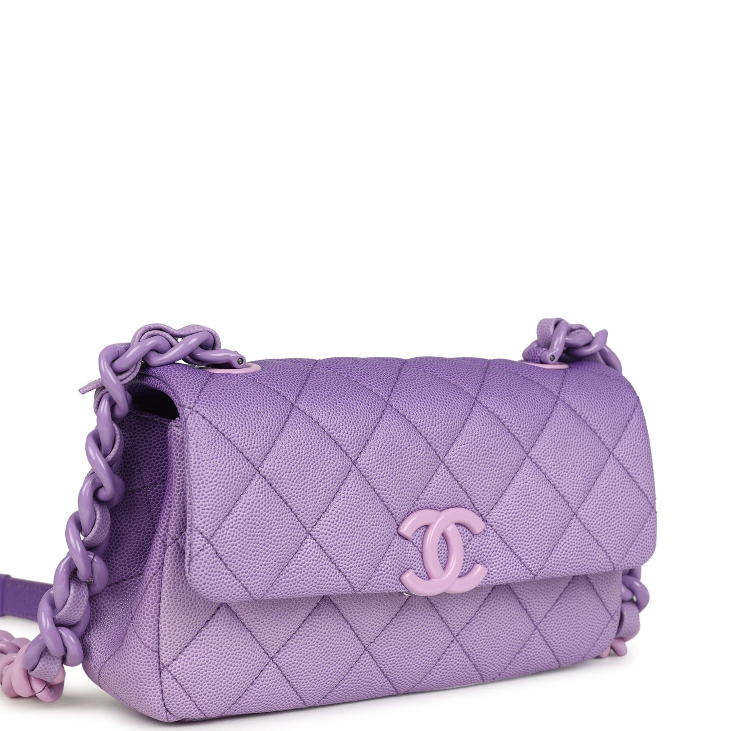 Chanel Mini Rectangular Flap Bag Ombre Purple Caviar Lacquered Metal H