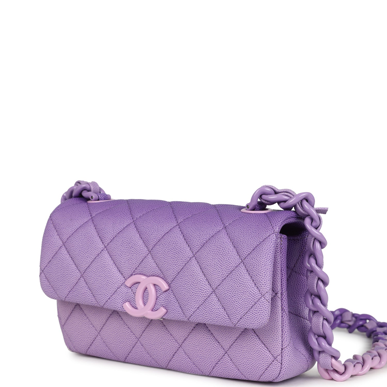 Chanel Mini Rectangular Flap Bag Ombre Purple Caviar Lacquered Metal H