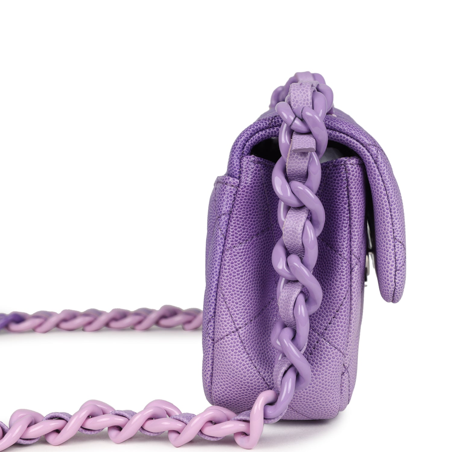 Chanel Mini Rectangular Flap Bag Ombre Purple Caviar Lacquered Metal H