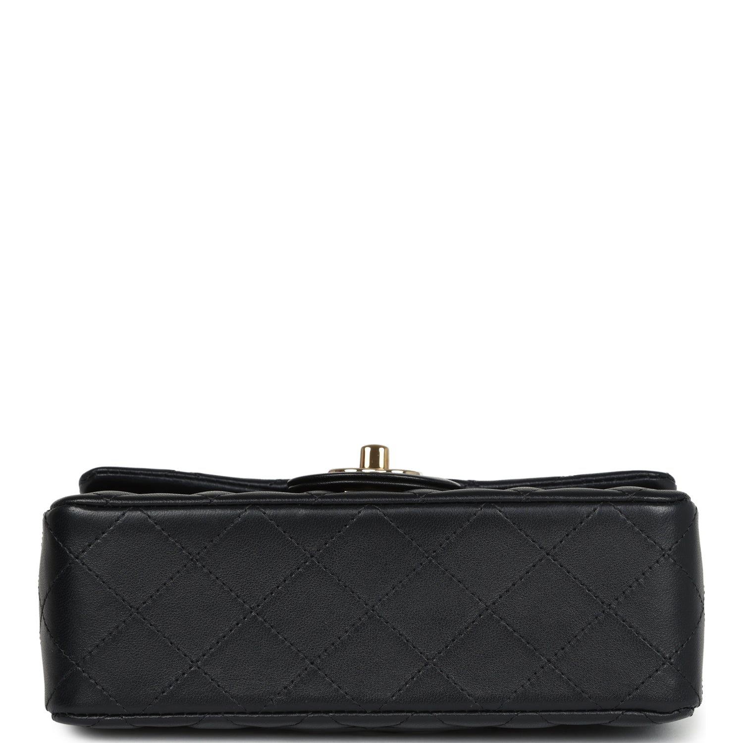 Chanel Mini Classic Rectangular Flap Bag Black Lambskin Light Gold Har