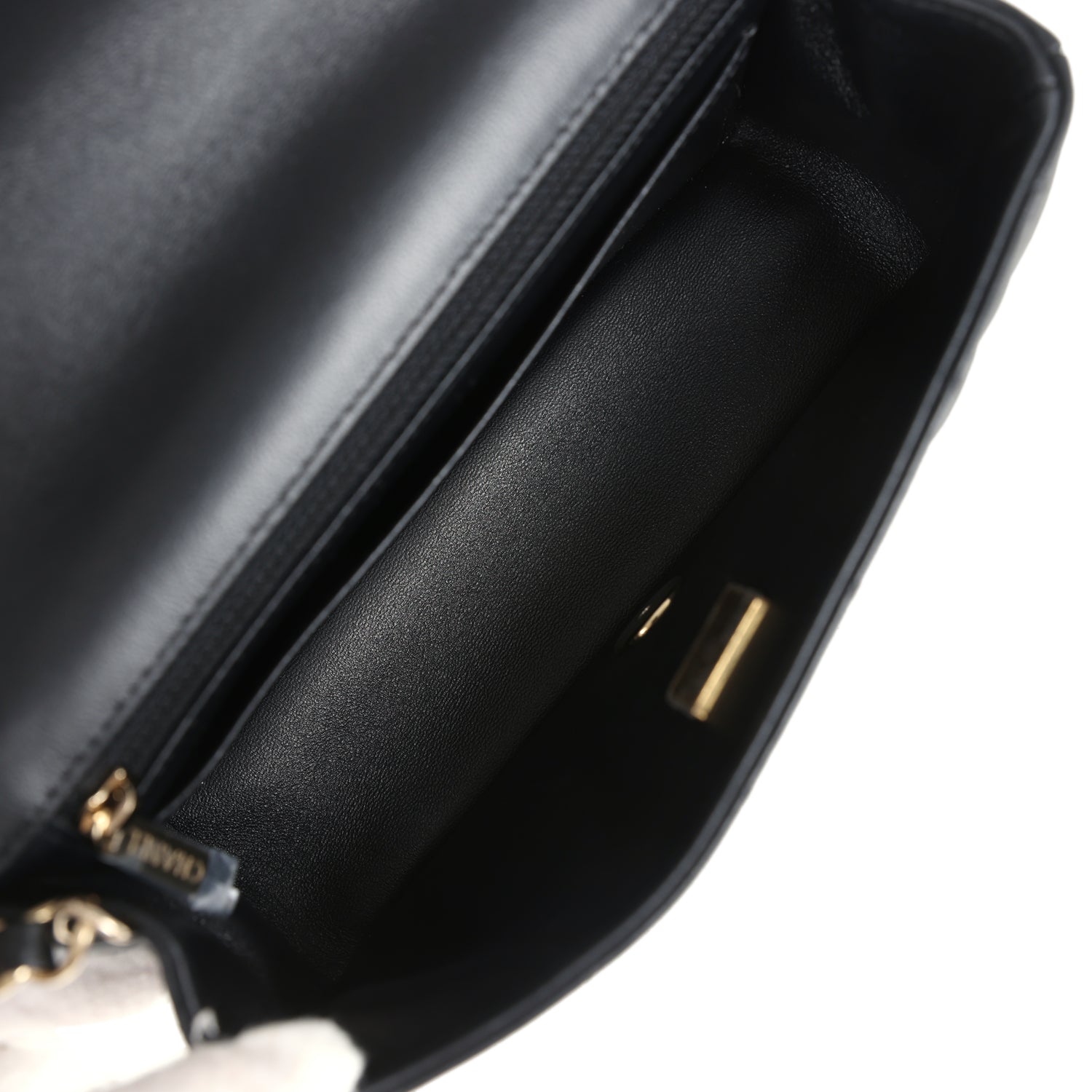 Chanel Mini Classic Rectangular Flap Bag Black Lambskin Light Gold Har