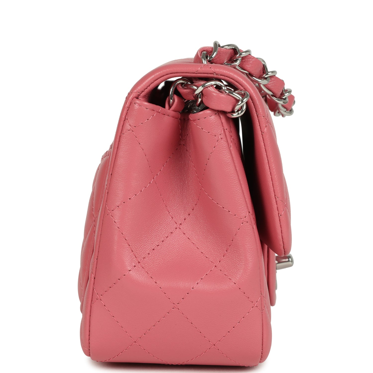 Chanel Mini Classic Square Flap Bag Pink Lambskin Silver Hardware – New ...