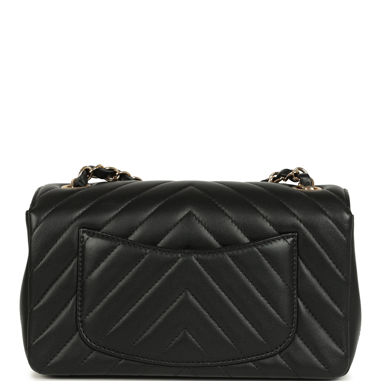 Chanel Mini Chevron Classic Rectangular Flap Bag Black Lambskin Light ...