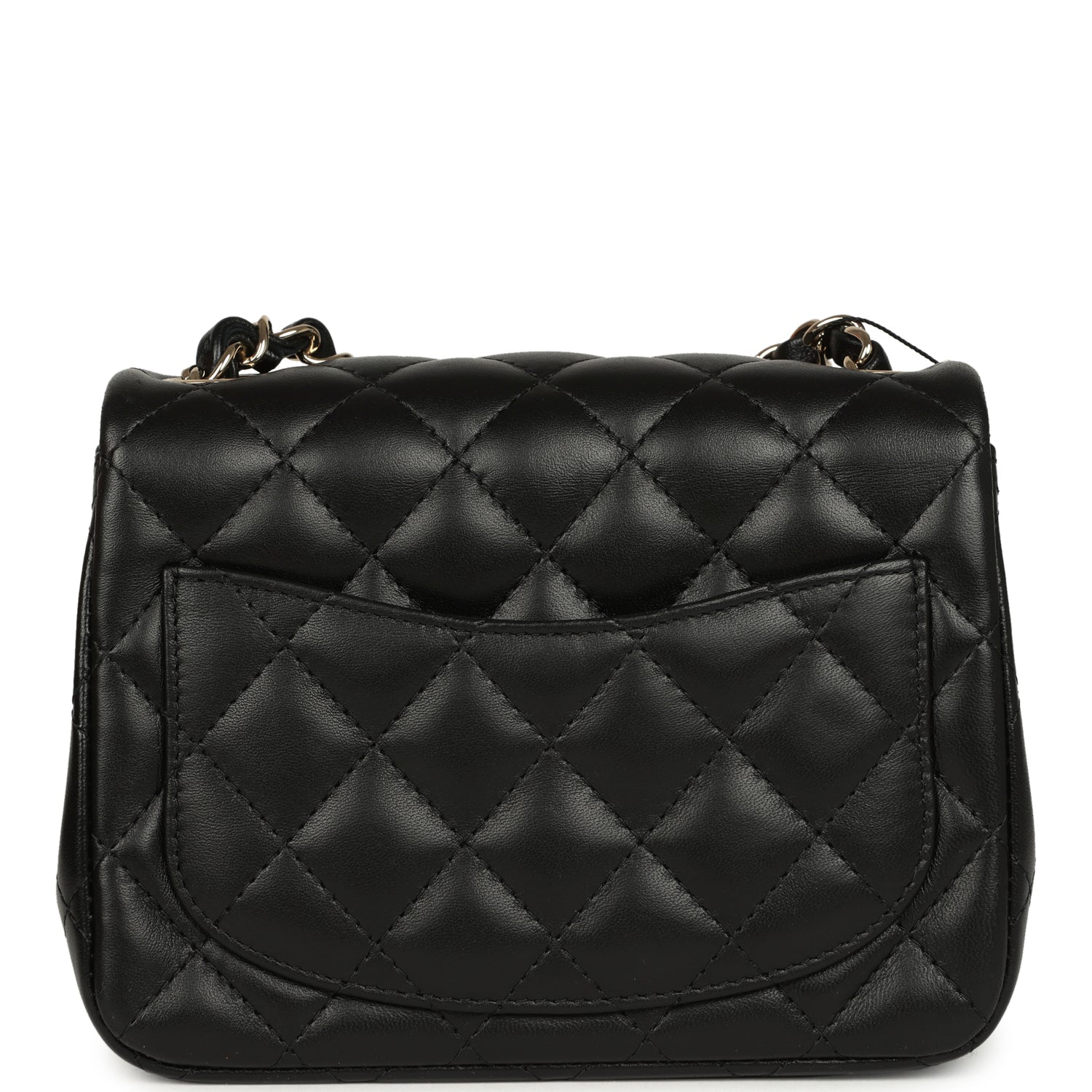 Chanel Mini Classic Square Flap Bag Black Lambskin Light Gold Hardware ...