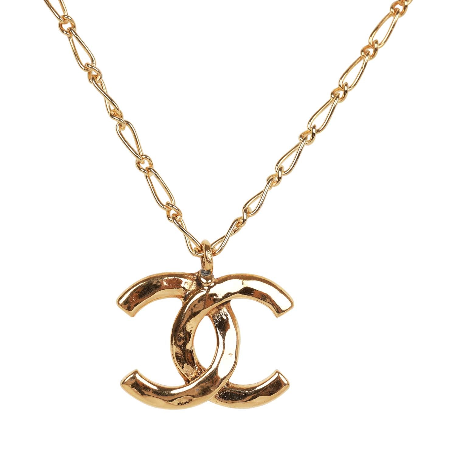 Vintage Chanel Gold CC Logo Pendant Necklace