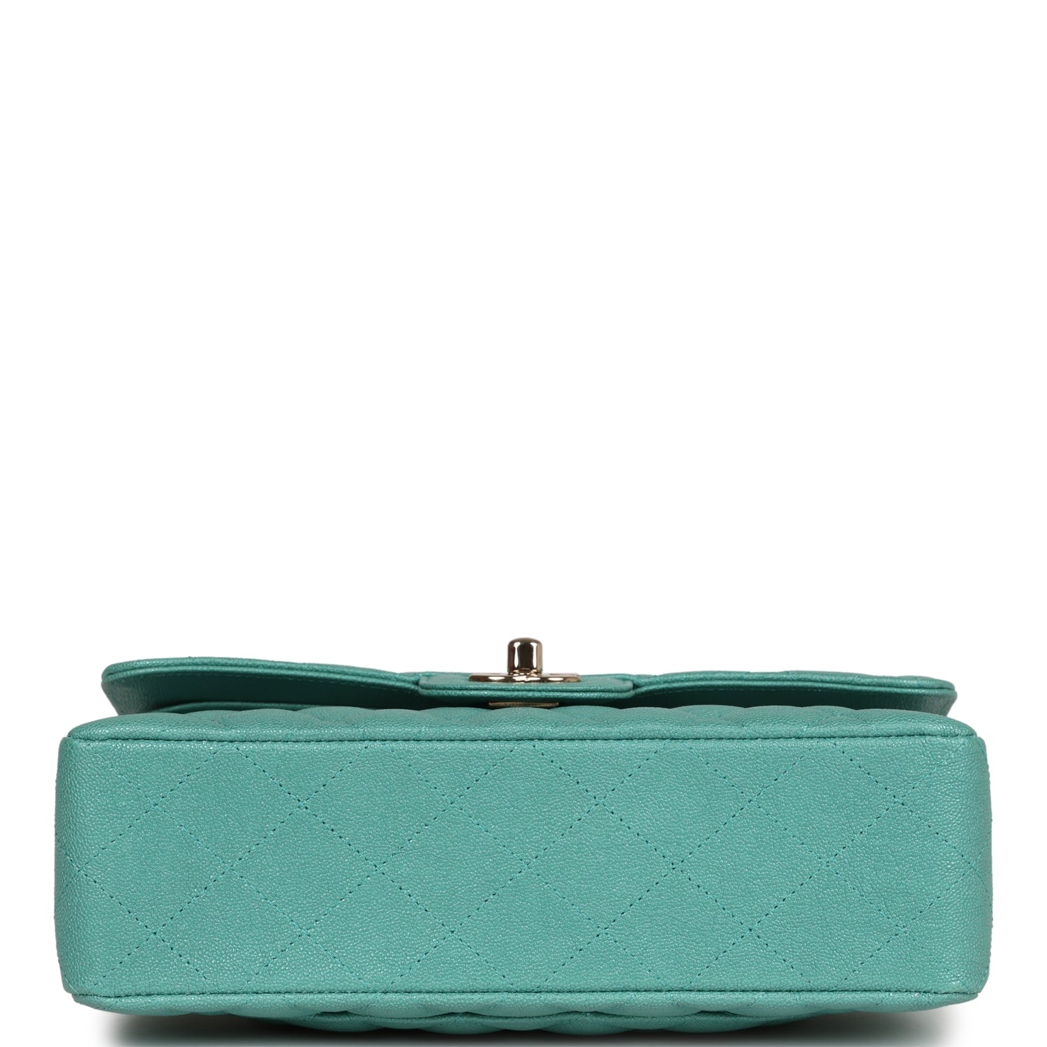 Chanel Small Classic Double Flap Turquoise Iridescent Caviar Light Gol