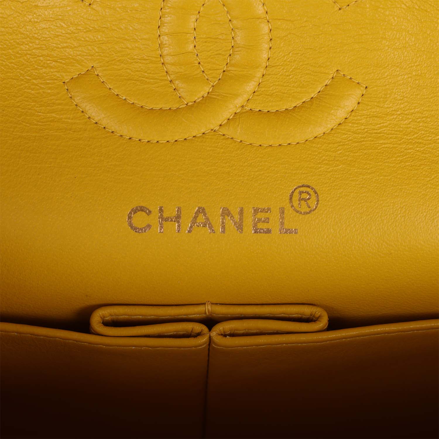 Chanel Vintage Yellow Lambskin Small Classic Double Flap Yellow Hardware