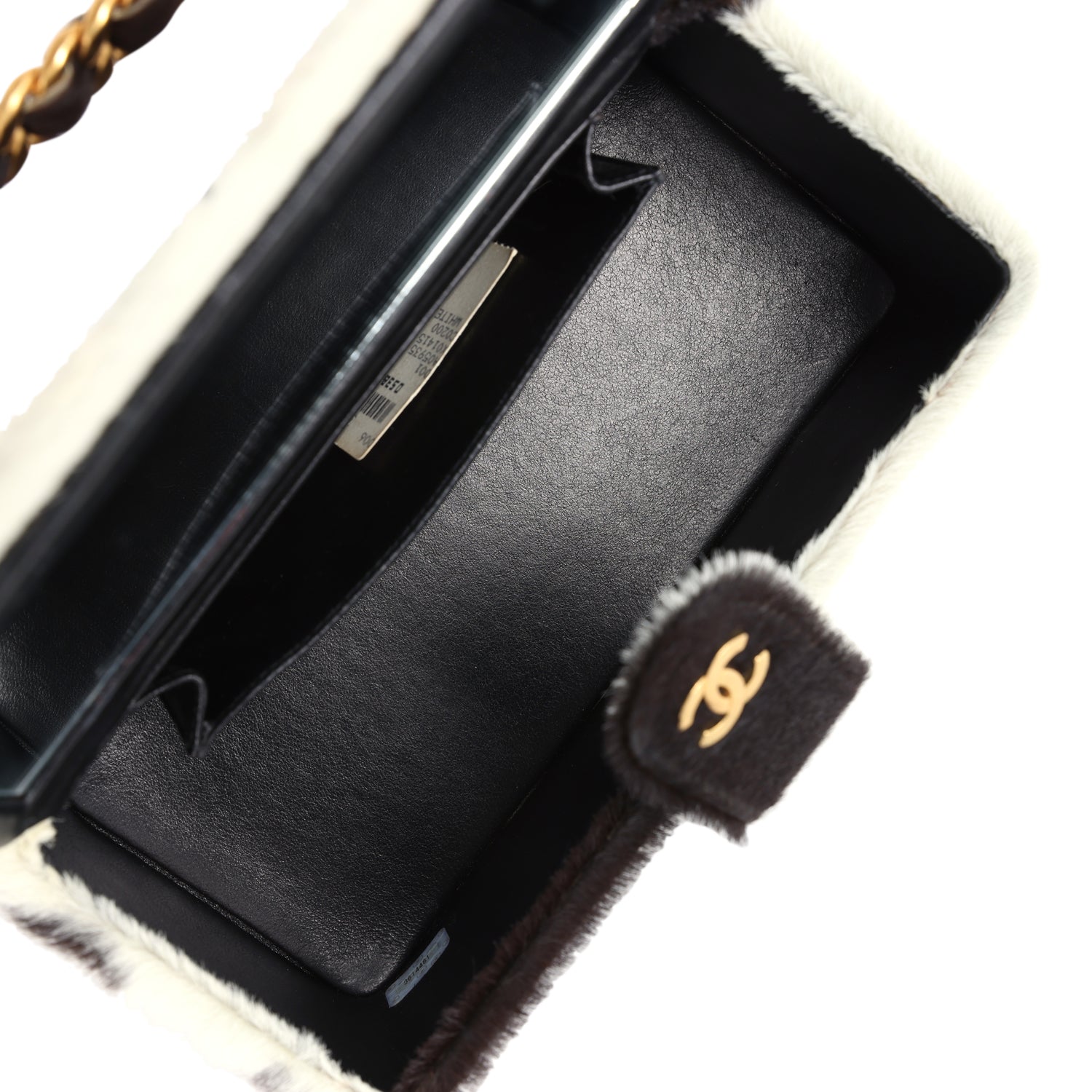 Vintage Chanel Rectangular Vanity Box Brown and White Cow Print Pony H