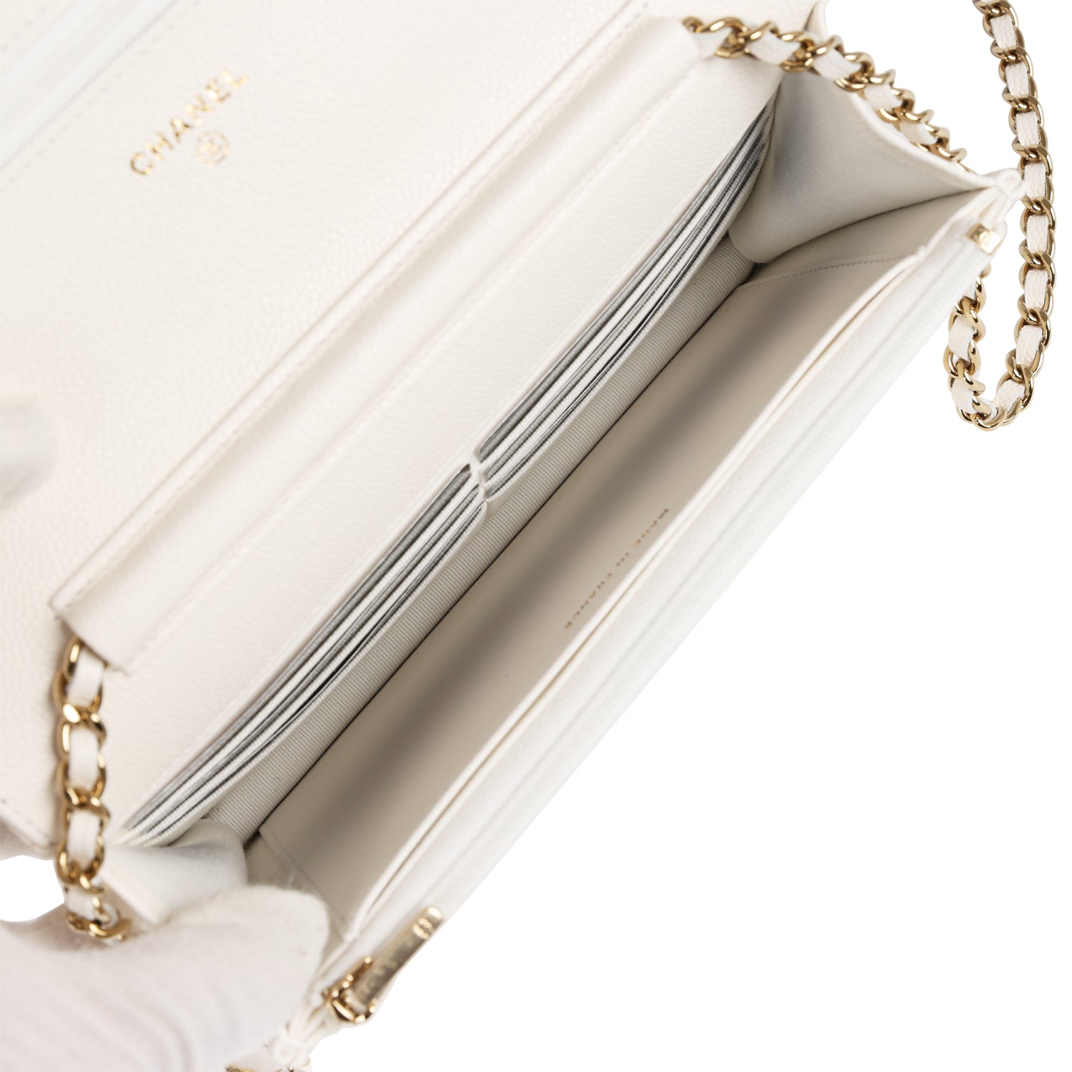 Chanel Wallet on Chain WOC White Caviar Gold Hardware