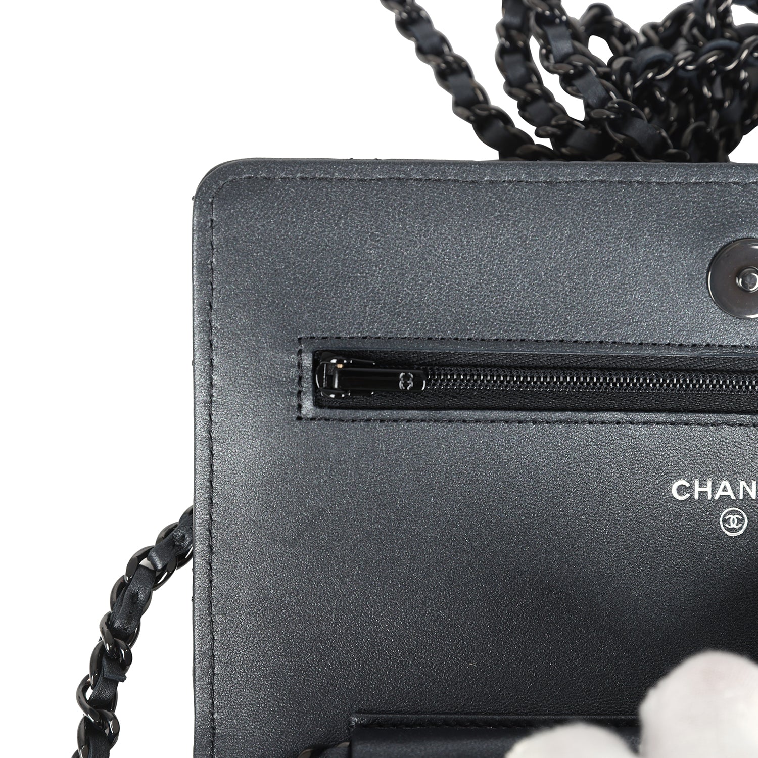Chanel Classic Wallet On Chain WOC SO Black Iridescent Lambskin Black