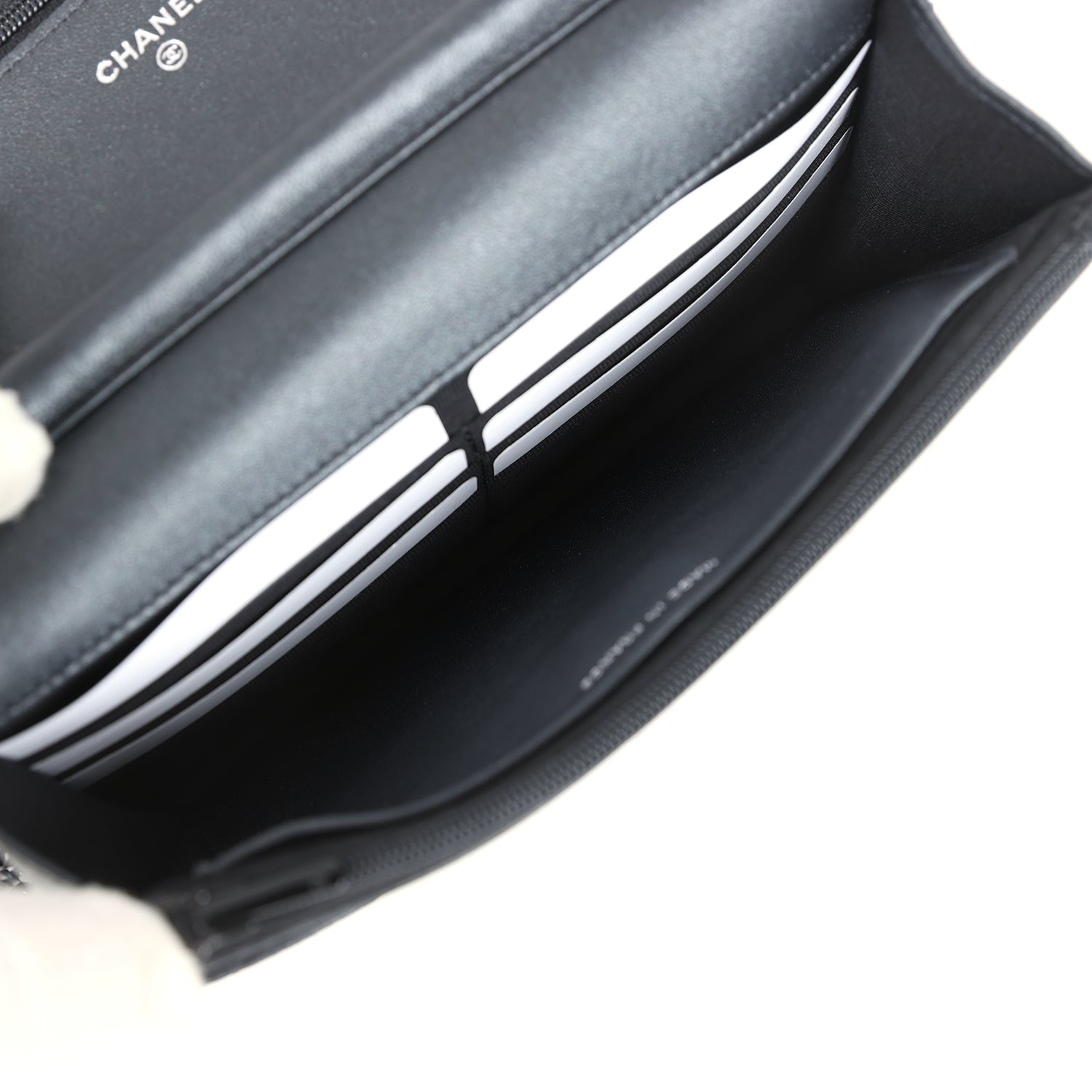 Chanel Classic Wallet On Chain WOC SO Black Iridescent Lambskin Black