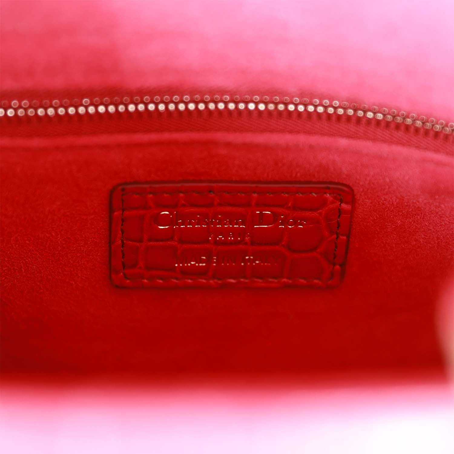 Christian Dior Medium Lady Dior Gradient Red Matte Alligator Light Gol