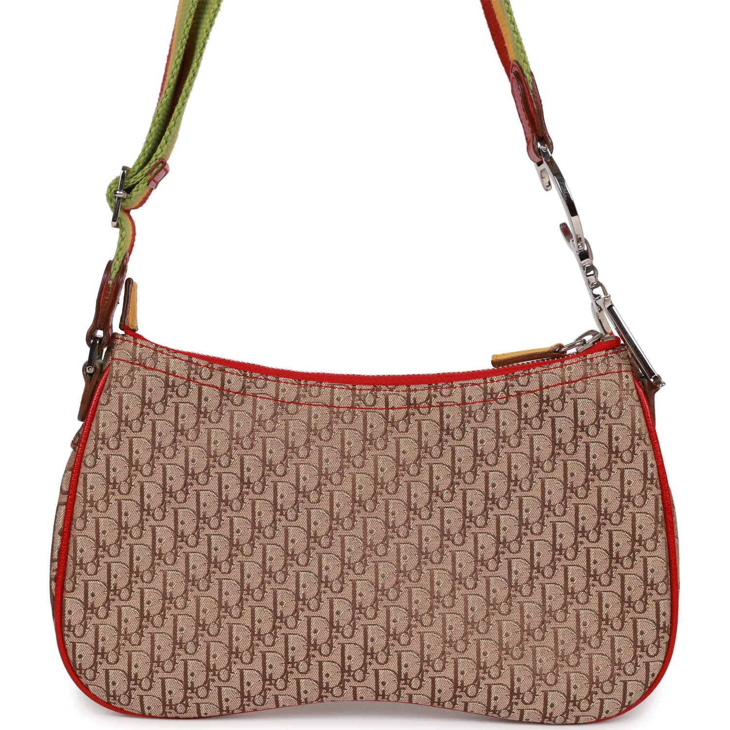 Pre-owned Christian Dior Saddle Bag Rasta Trotter Canvas Silver Hardwa