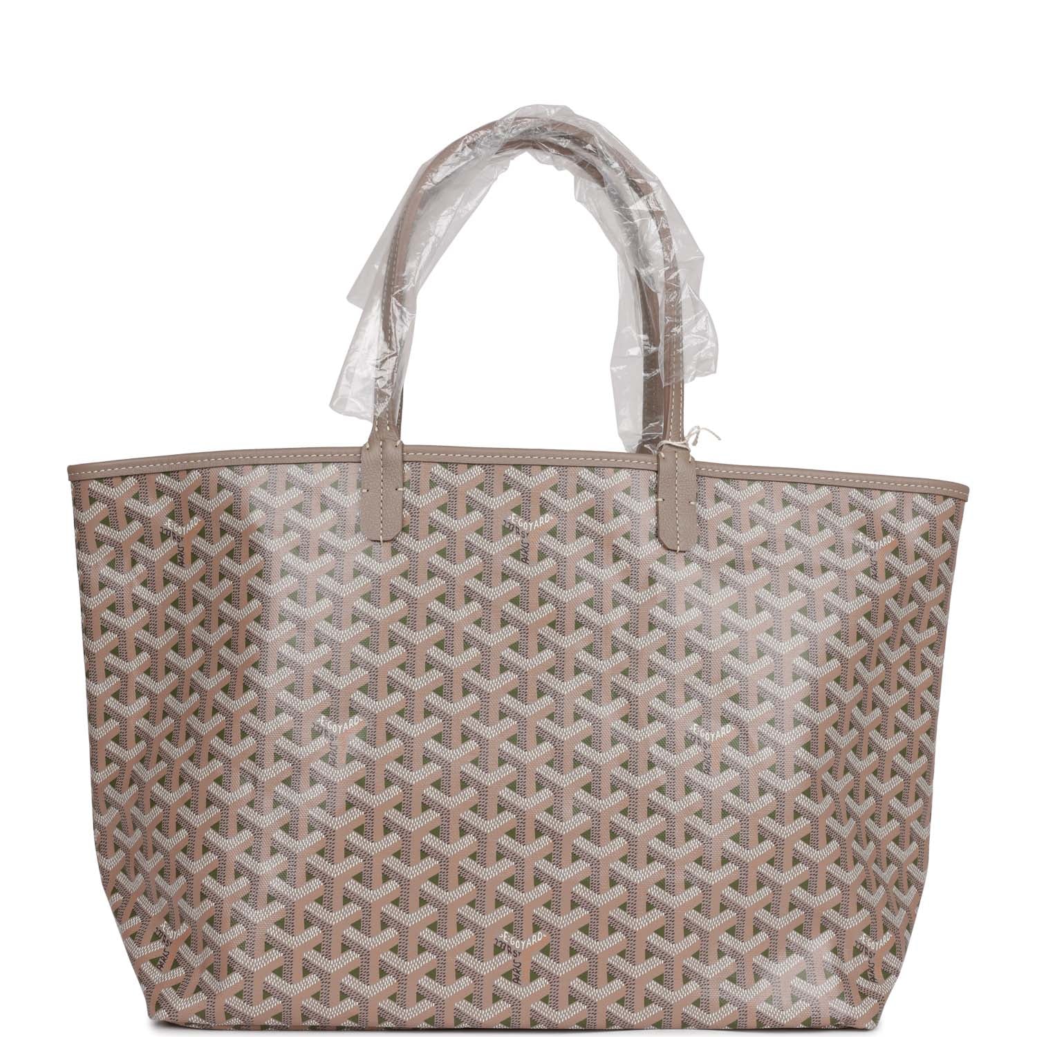 Goyard Goyardine Greige and Green St. Louis PM Tote Bag Palladium Hard