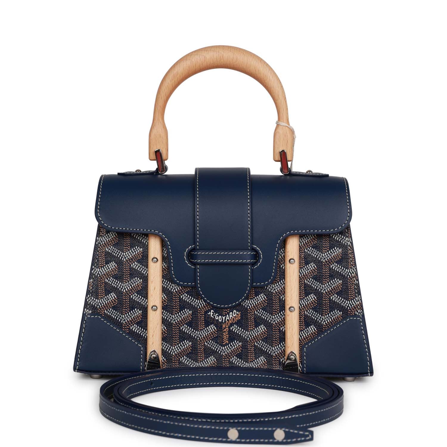Goyard Structured Saigon Mini Dark Blue Goyardine Palladium Hardware
