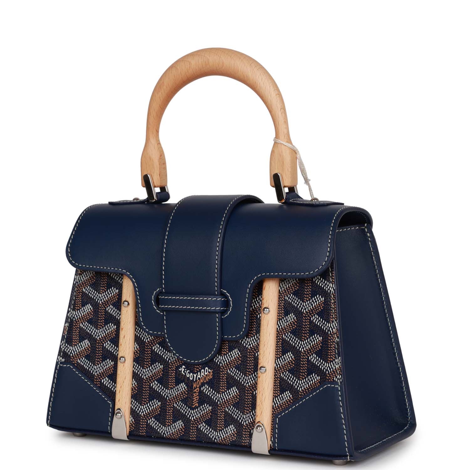 Goyard Structured Saigon Mini Dark Blue Goyardine Palladium Hardware