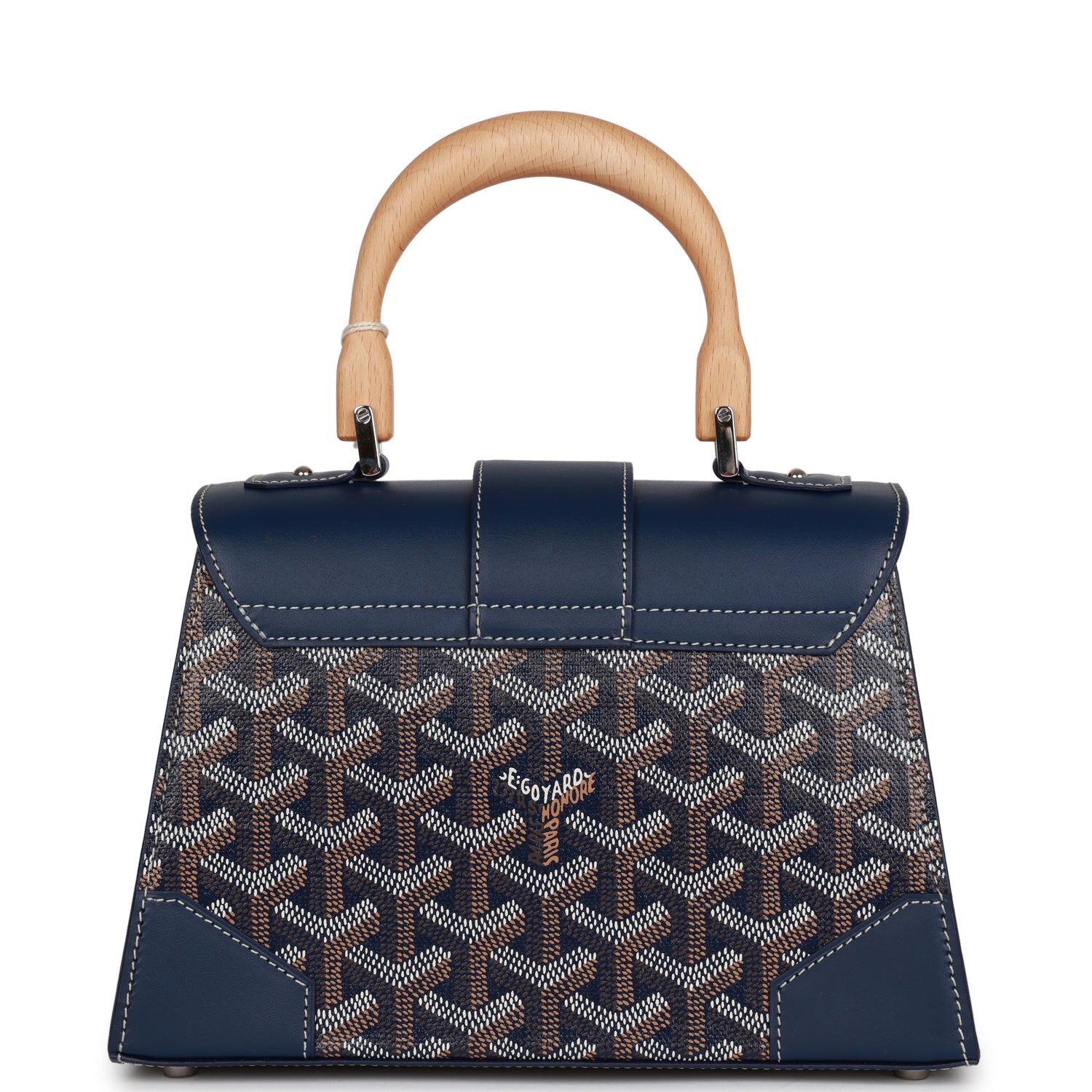 Goyard Structured Saigon Mini Dark Blue Goyardine Palladium Hardware