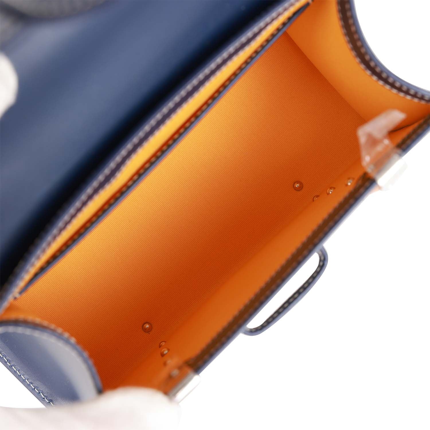 Goyard Structured Saigon Mini Dark Blue Goyardine Palladium Hardware