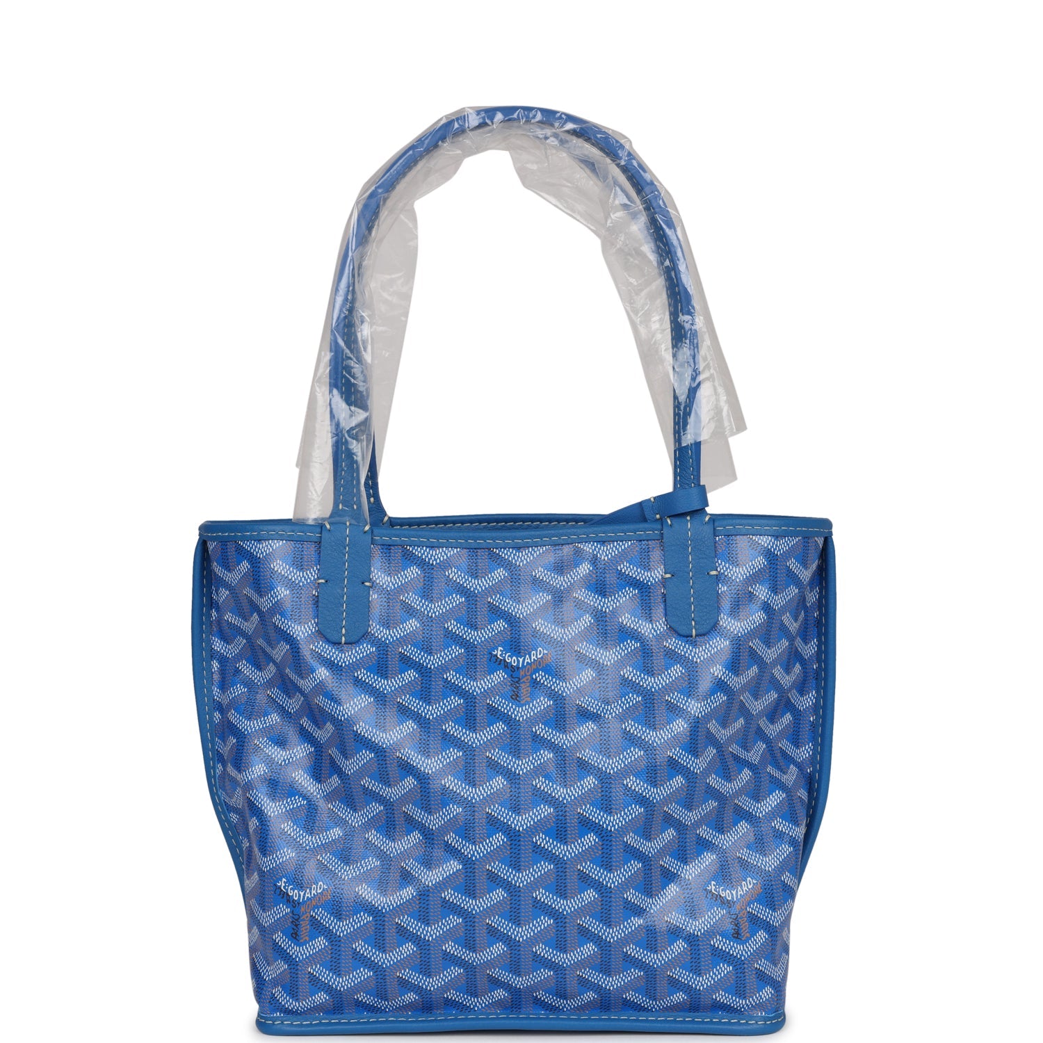 Goyard Goyardine Blue Anjou Mini Reversible Tote Bag Palladium Hardwar