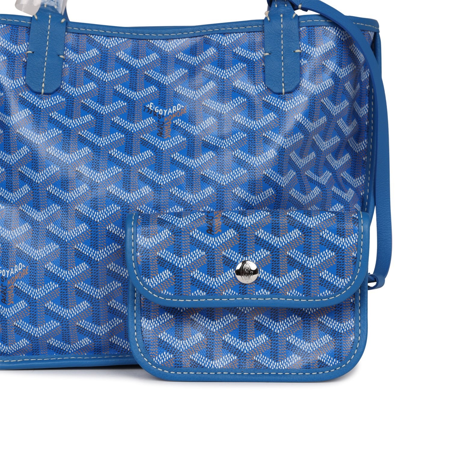 Goyard Goyardine Blue Anjou Mini Reversible Tote Bag Palladium Hardwar