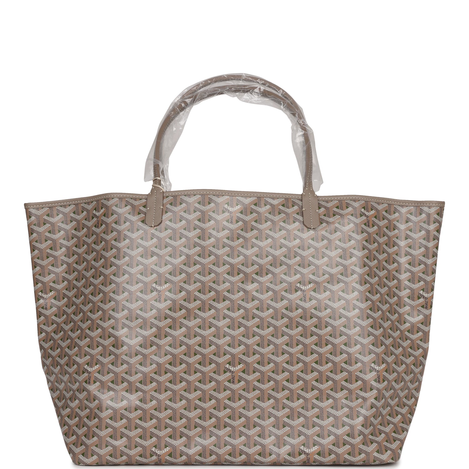 Goyard Goyardine Greige and Green St. Louis GM Tote Bag Palladium Hard