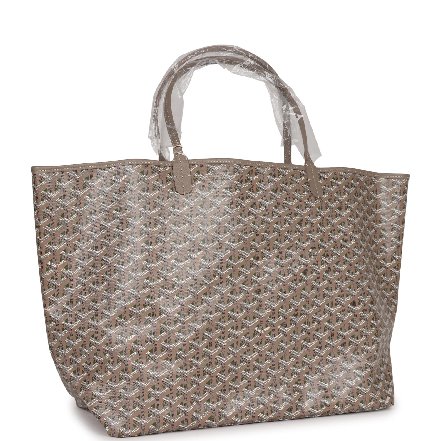 Goyard Goyardine Greige and Green St. Louis GM Tote Bag Palladium Hard