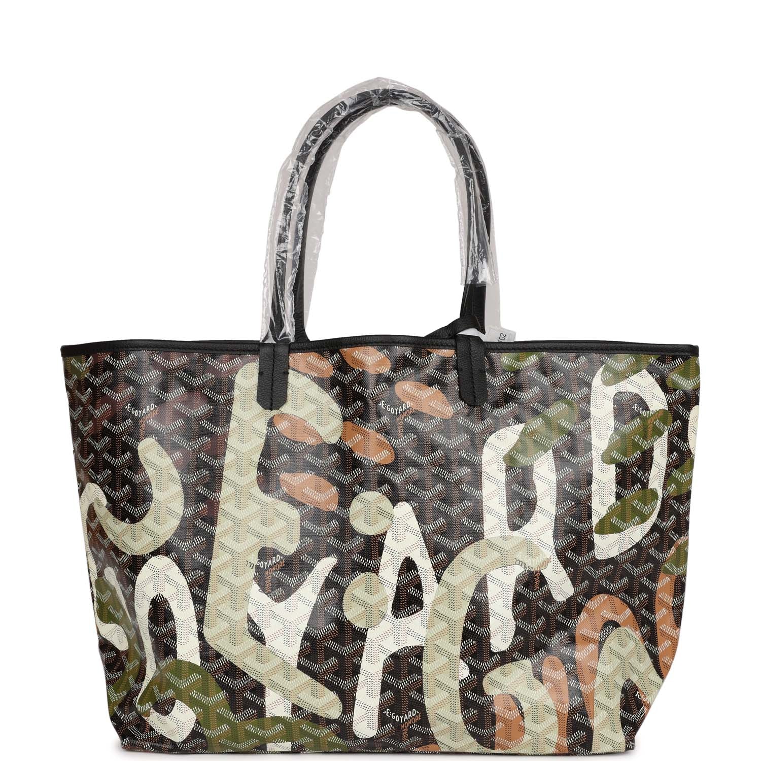 Goyard Limited Edition Black Goyardine Canvas Green Lettres Camouflage