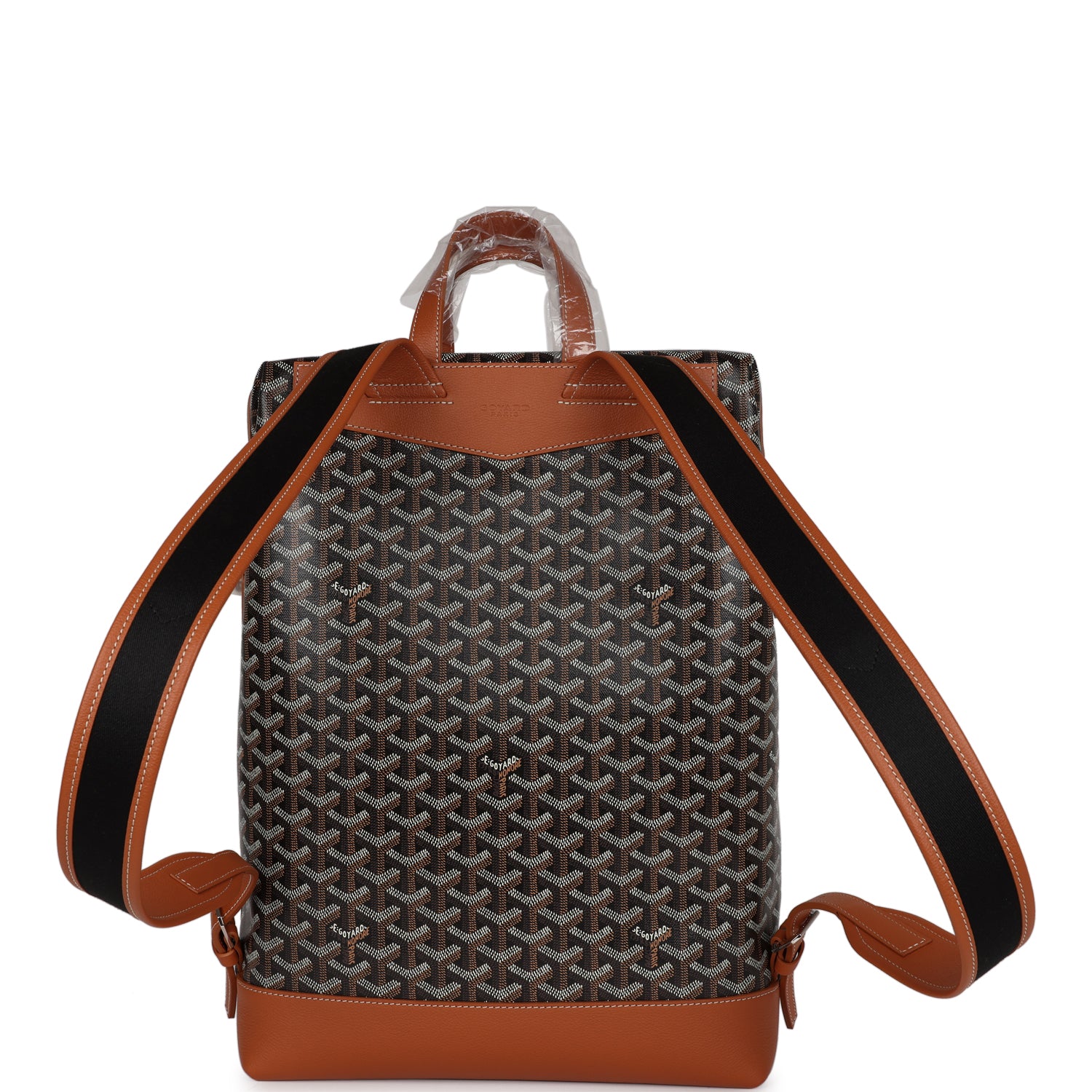 Goyard Cisalpin Backpack Black and Brown Goyardine Canvas Palladium Ha
