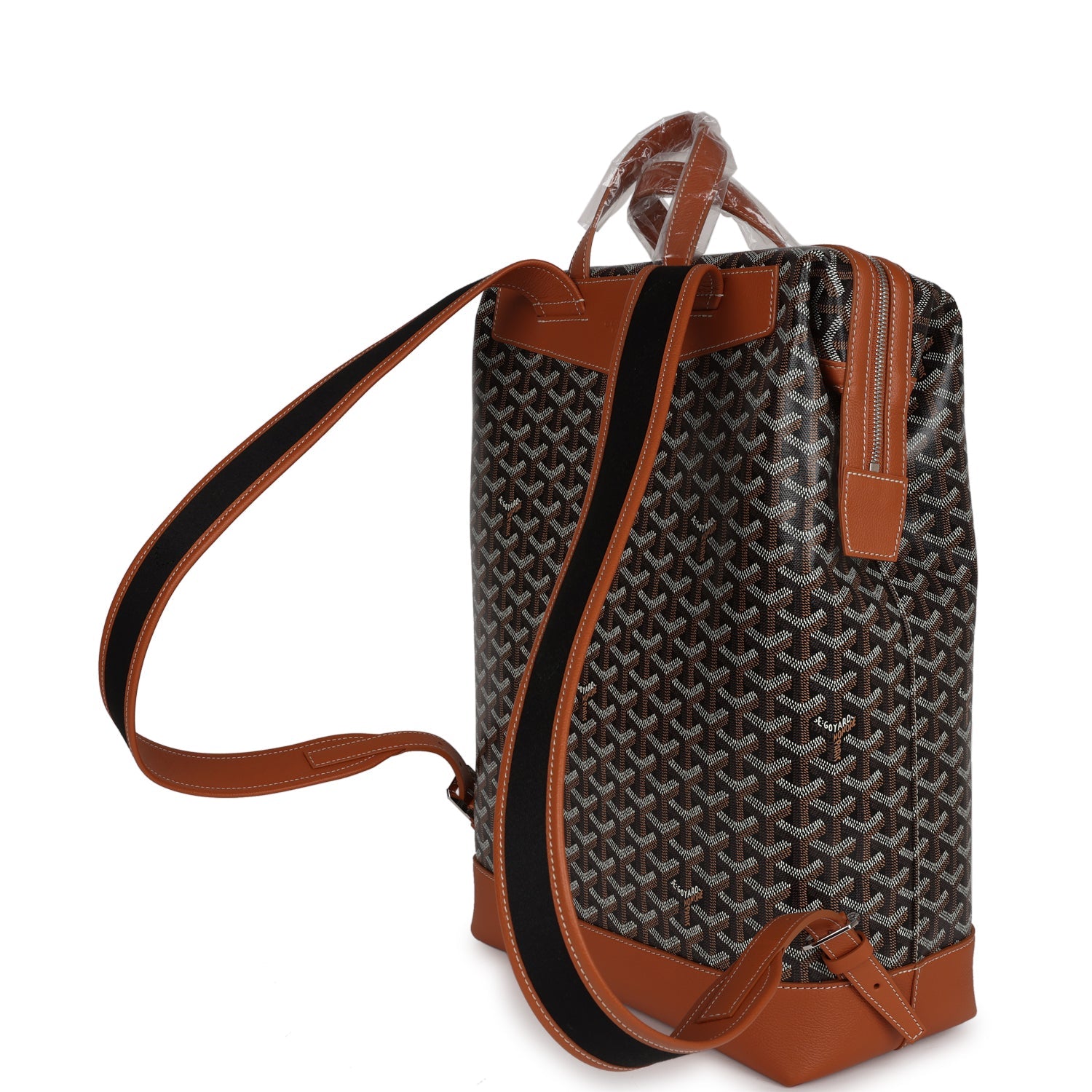 Goyard Cisalpin Backpack Black and Brown Goyardine Canvas Palladium Ha